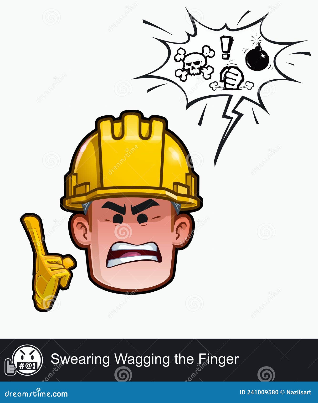 Construction Worker - Expressions - Negative - Swearing Wagging the ...