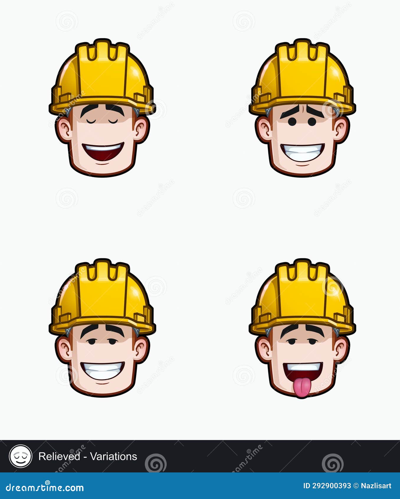 Construction Worker - Expressions - Relieved - Variations Stock ...