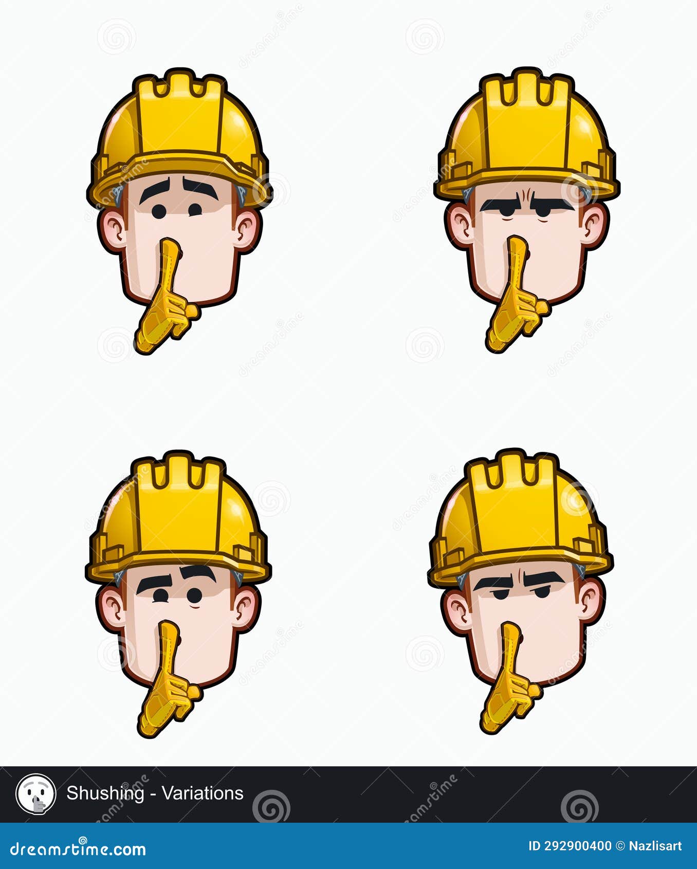 Construction Worker - Expressions - Shushing - Variations Stock Vector ...
