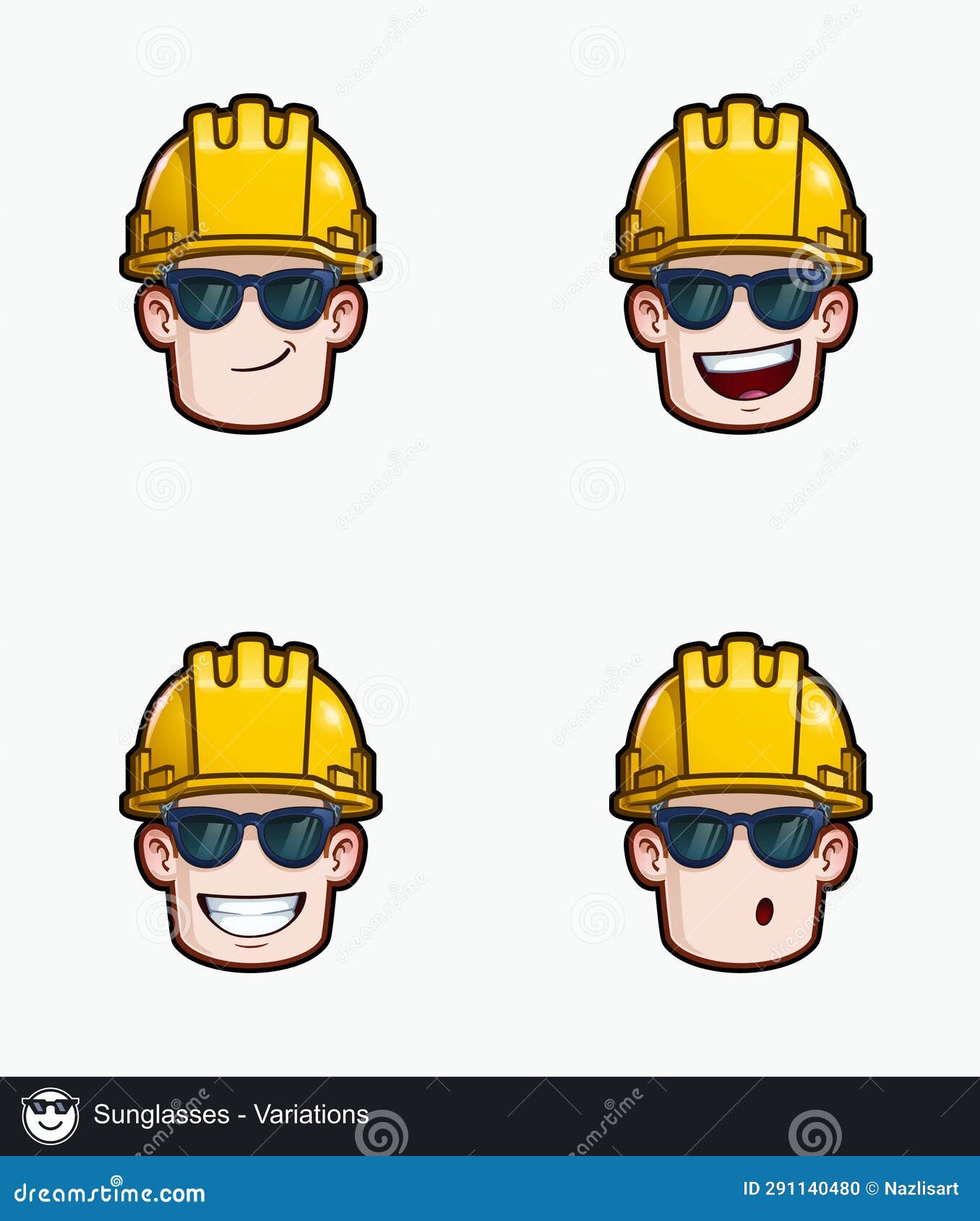 Construction Worker - Expressions - Sunglasses - Variations Stock ...