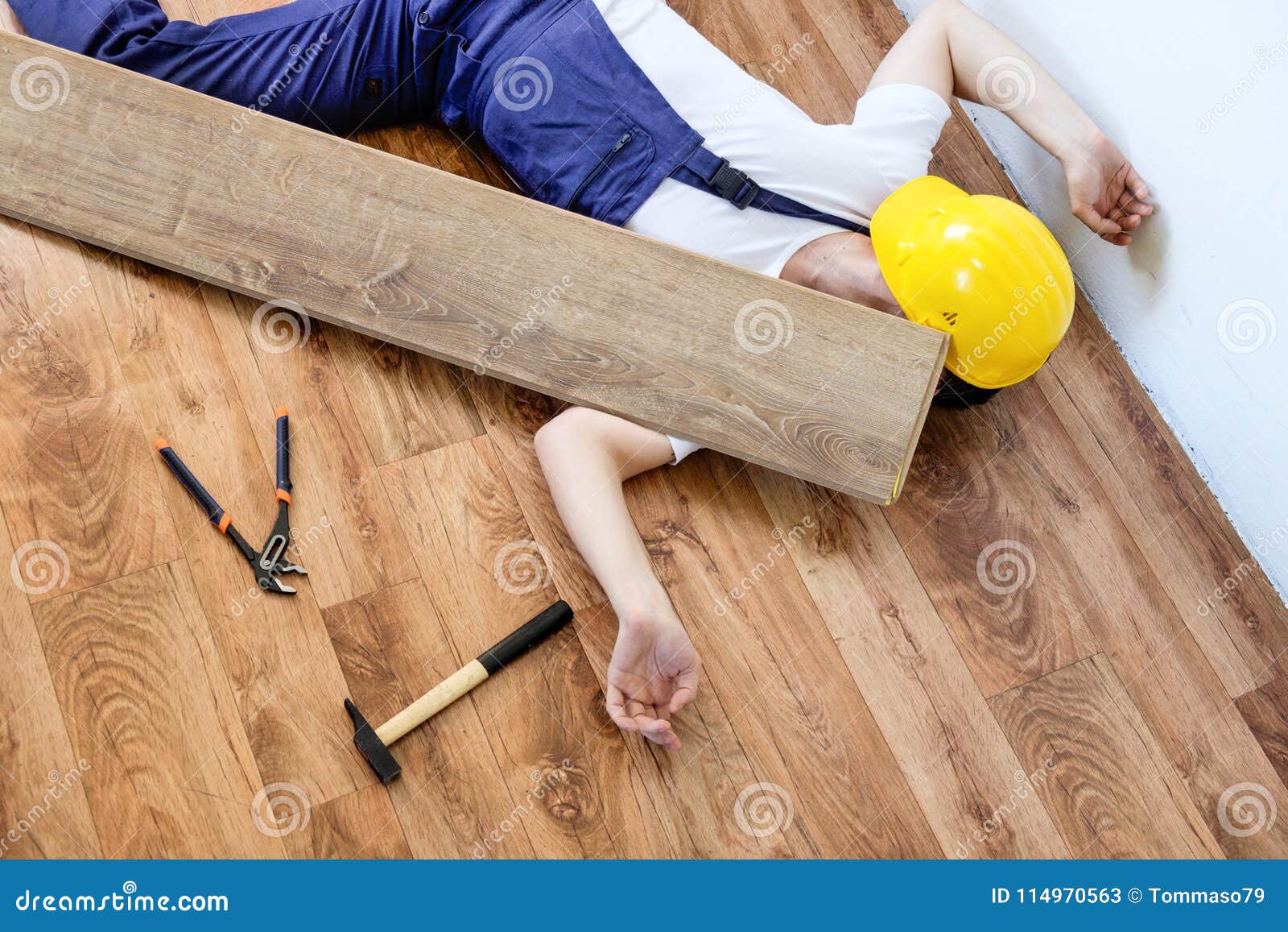 Construction Worker Falling Down the Ladder Stock Image - Image of back ...