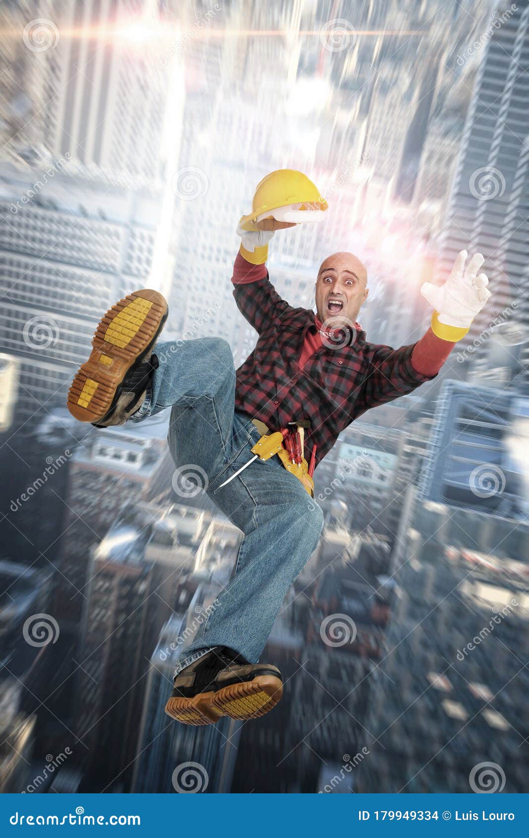 Construction Worker Falling Stock Photo - Image of white, foreman ...