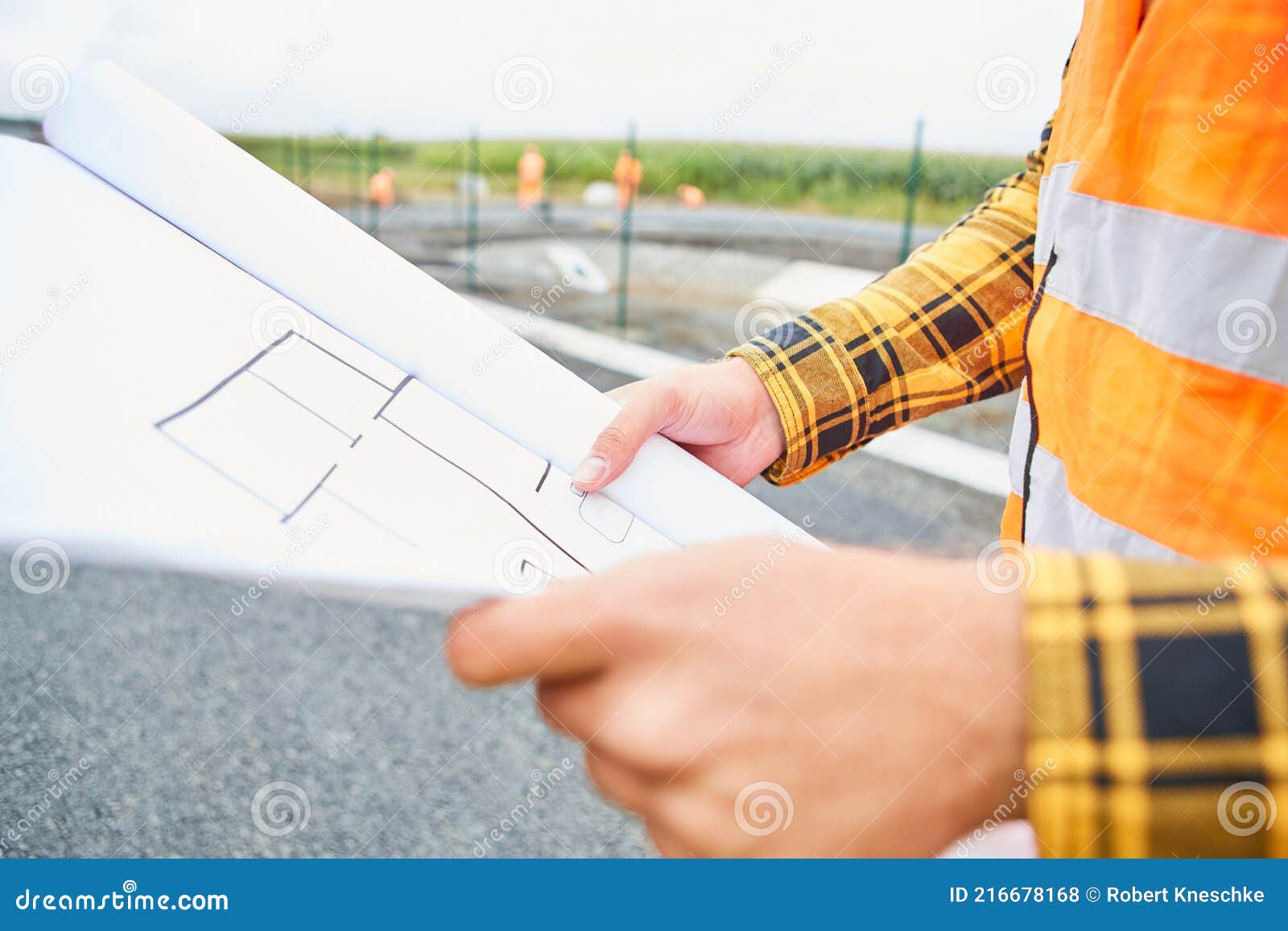 Construction Worker with Floor Plan during Construction Planning Stock ...
