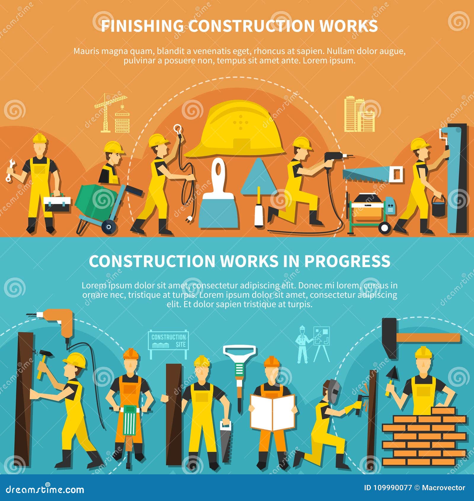 Construction Worker Flyer Set Stock Vector - Illustration of ...