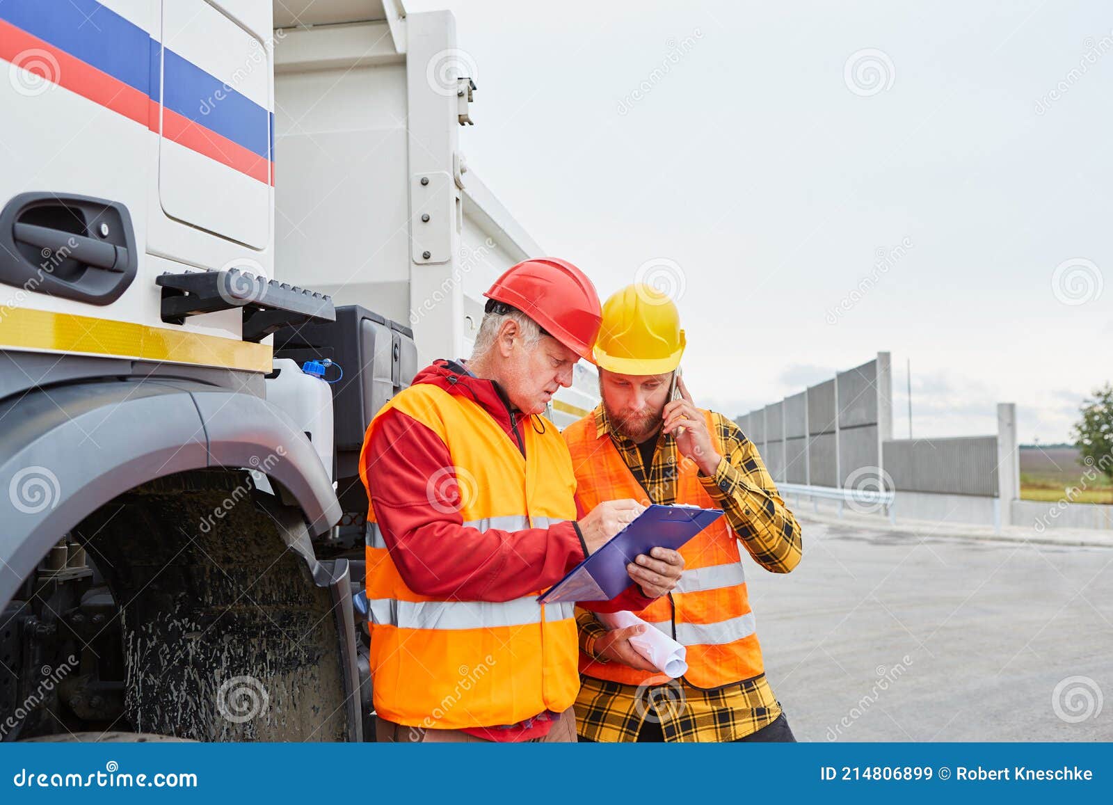 Construction Worker and Foreman with Checklist Stock Image - Image of ...