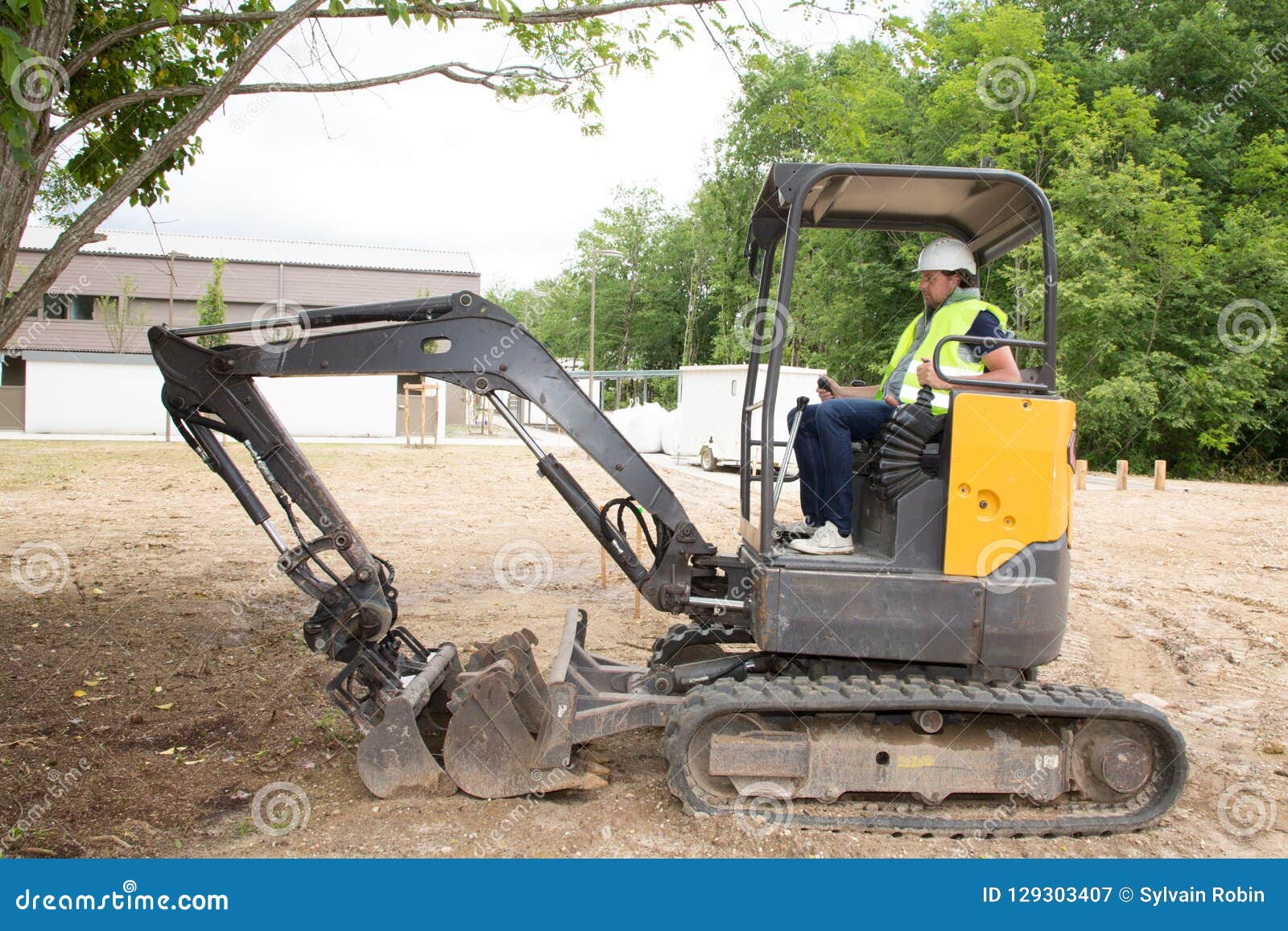 Construction Worker with Forklift Truck Stock Image - Image of operator ...