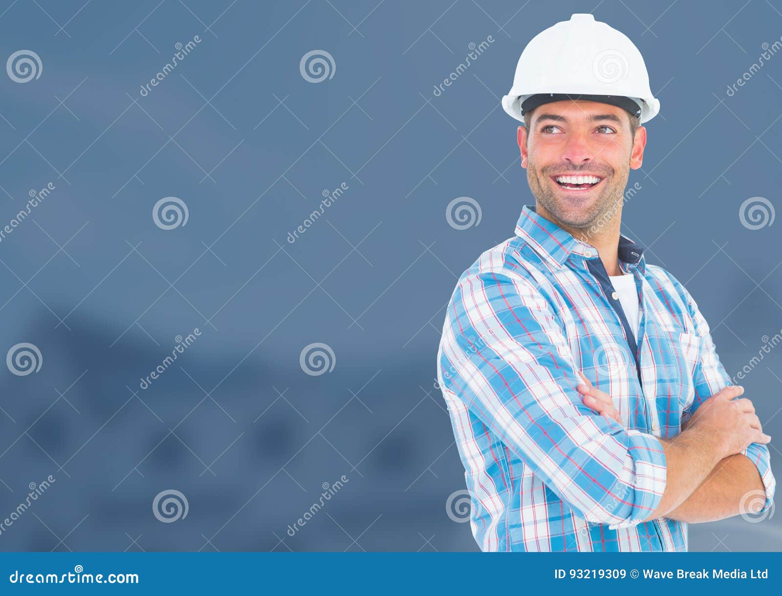 Construction Worker in Front of Construction Site Stock Image - Image ...