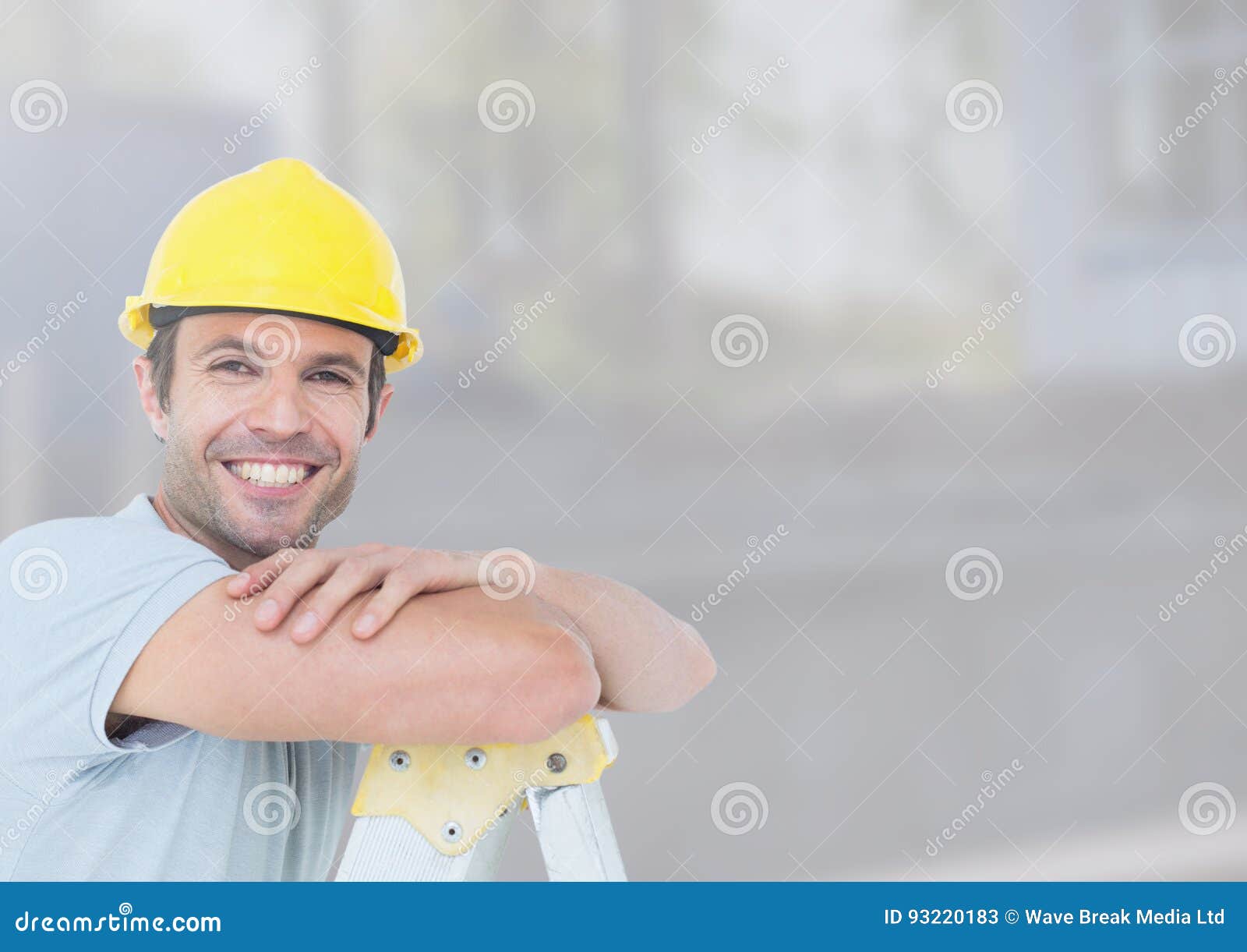 Construction Worker in Front of Construction Site Stock Image - Image ...