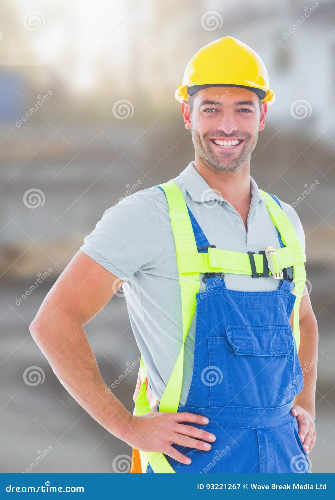 Construction Worker in Front of Construction Site Stock Image - Image ...
