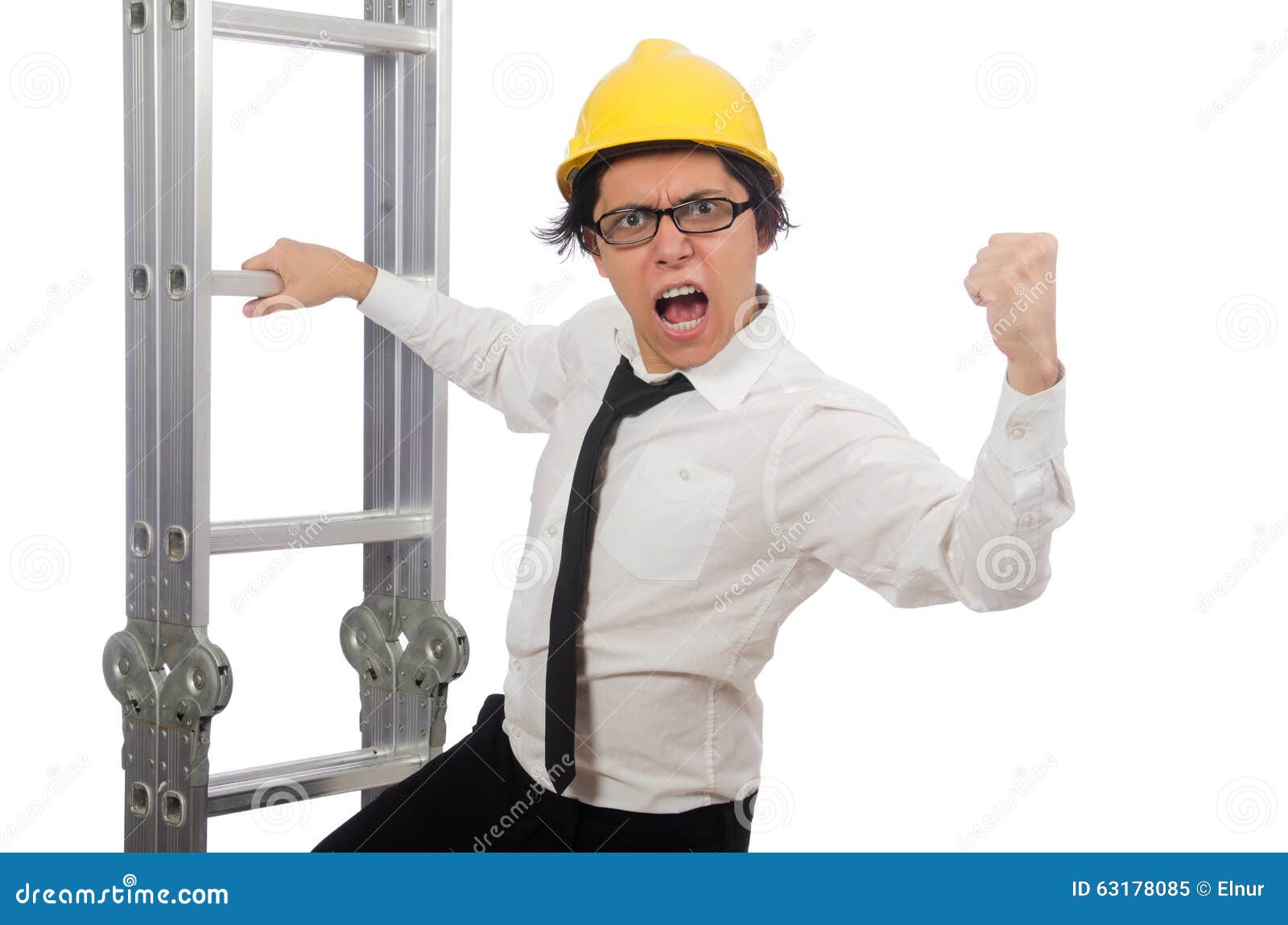 The Construction Worker in Funny Concept on White Stock Image - Image ...