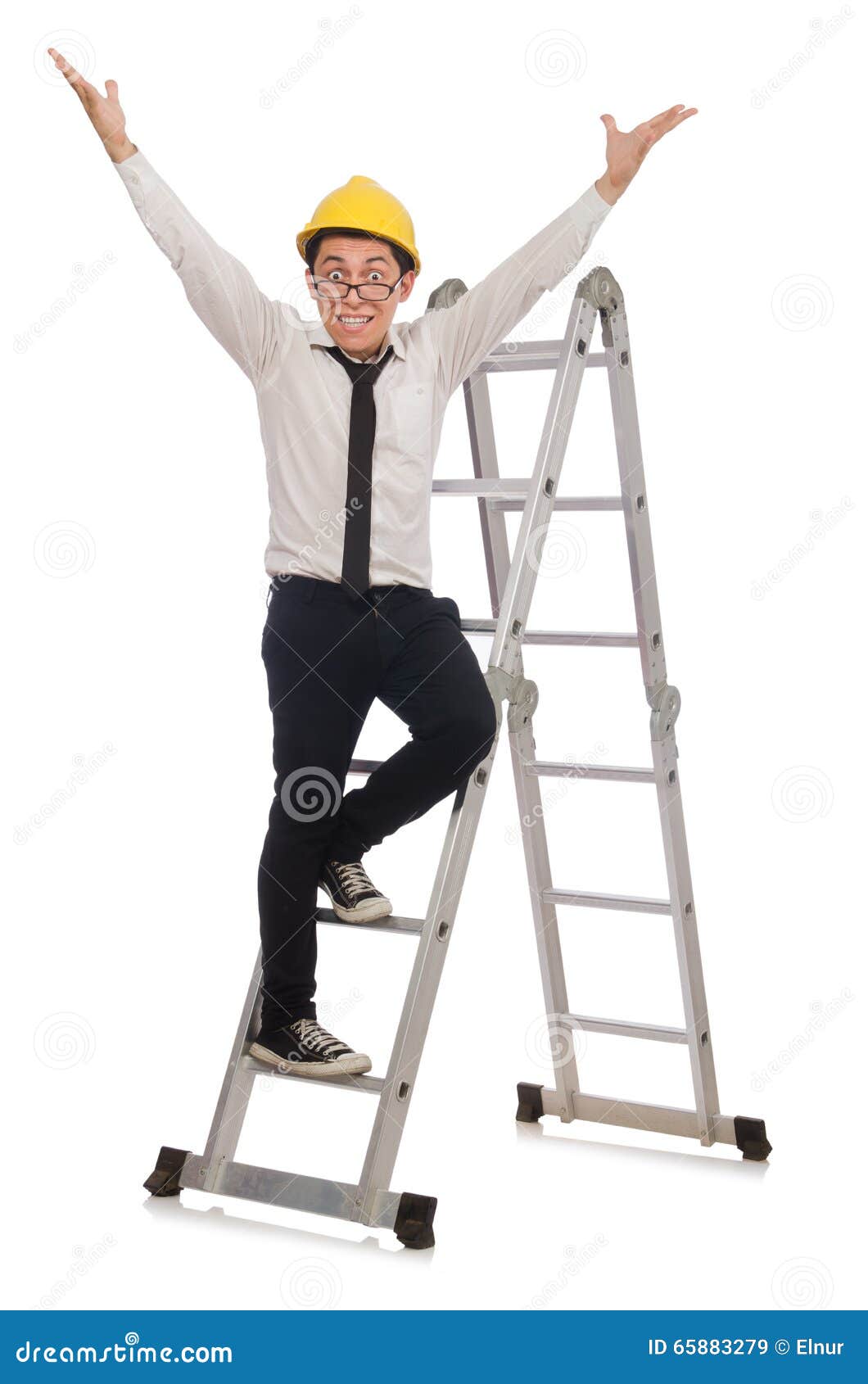 Construction Worker in Funny Concept on White Stock Image - Image of ...