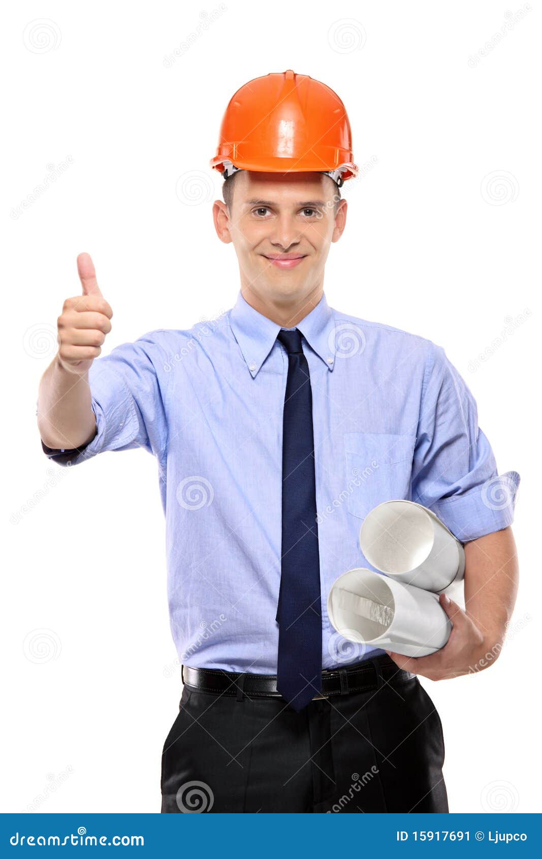 Construction Worker Giving Thumbs-up Stock Image - Image of document ...