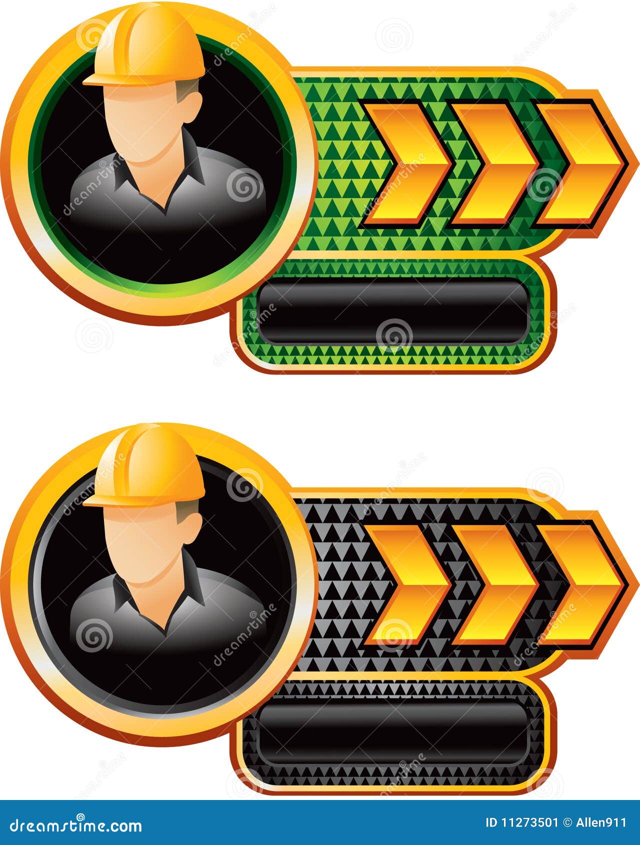 Construction Worker on Gold Arrow Nameplates Stock Vector ...