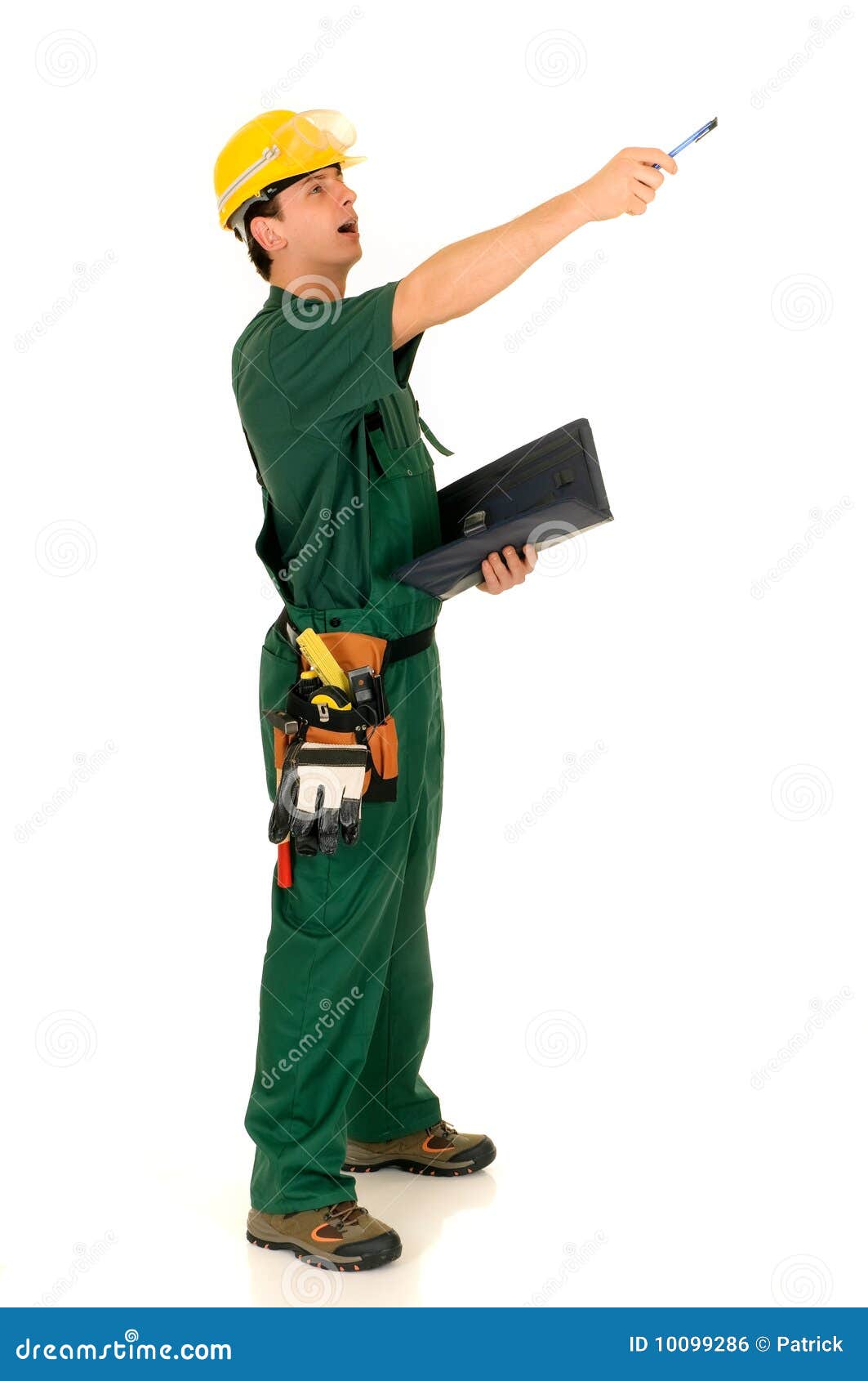 Construction worker, green stock photo. Image of industry - 10099286