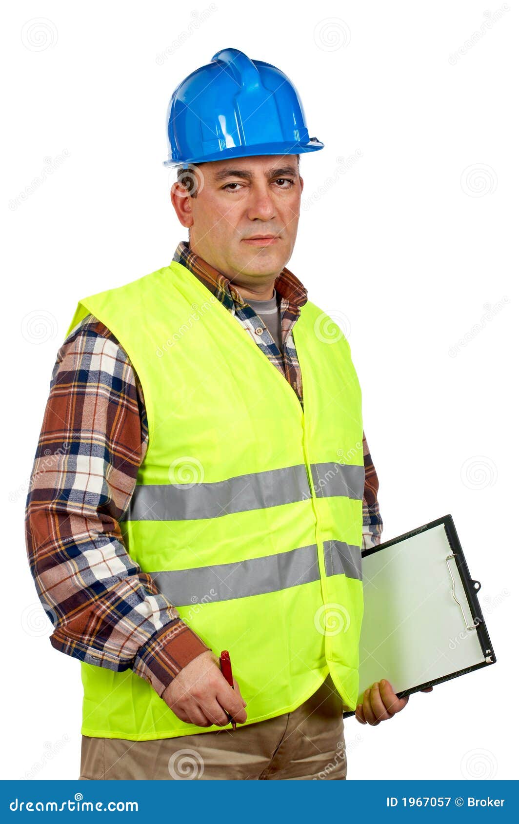 Construction Worker with Green Safety Vest Stock Image - Image of ...