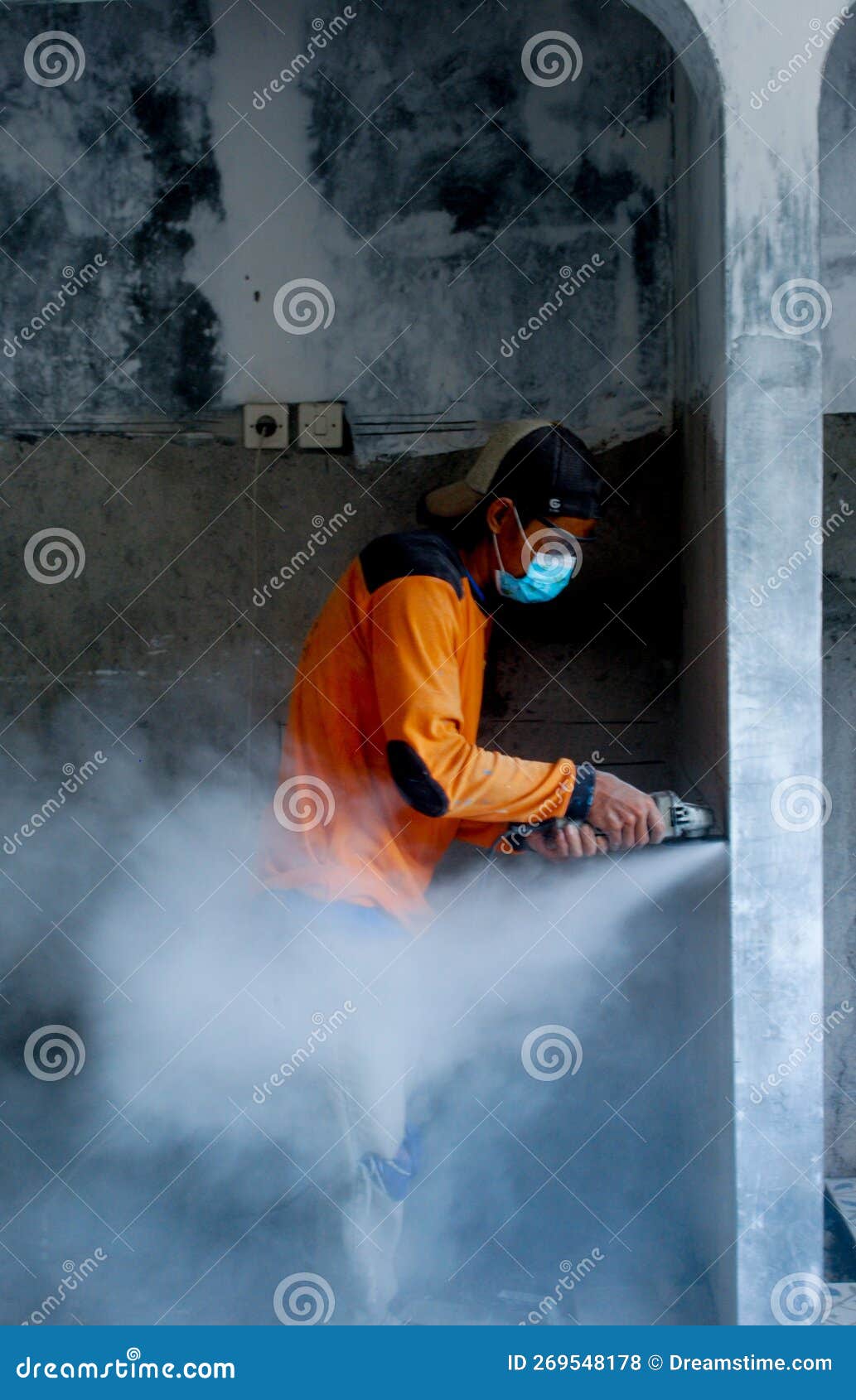 Construction Worker are Grinding the Walls Editorial Stock Photo ...