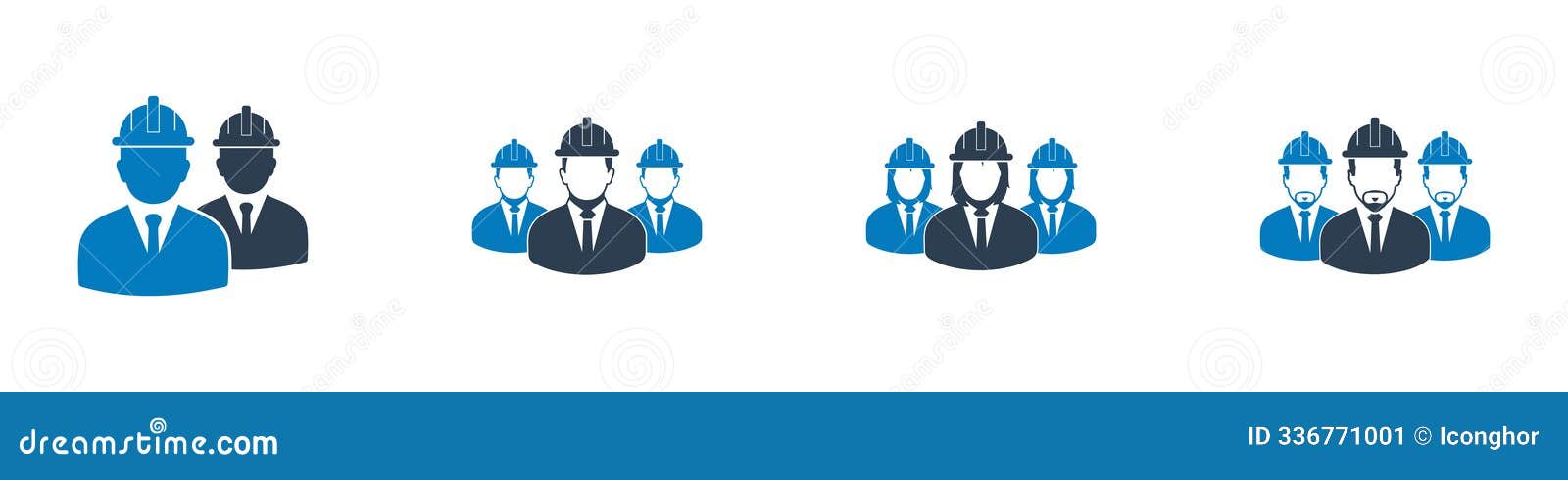 Construction Worker Group Icon Set. Editable Flat Vector Stock ...