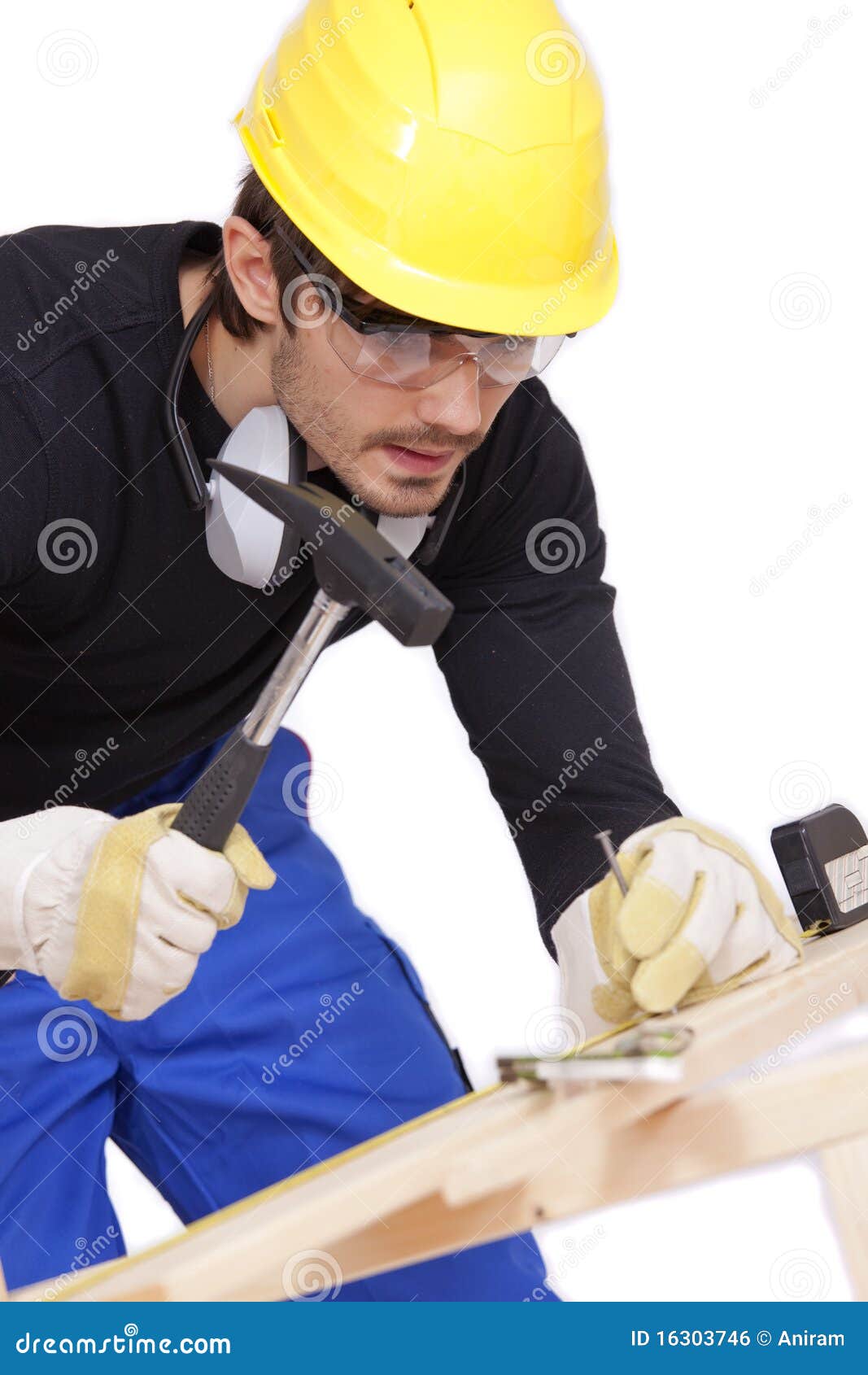 Construction Worker with Hammer Stock Photo - Image of safety ...