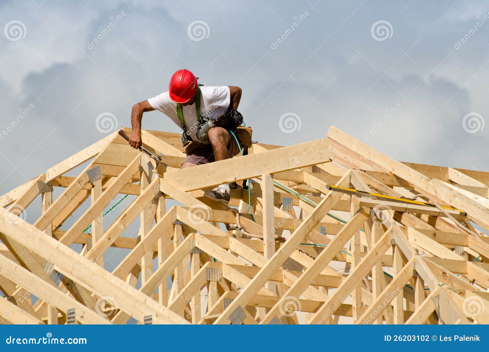 Construction Worker with a Hammer Stock Photo - Image of fram, ewood ...