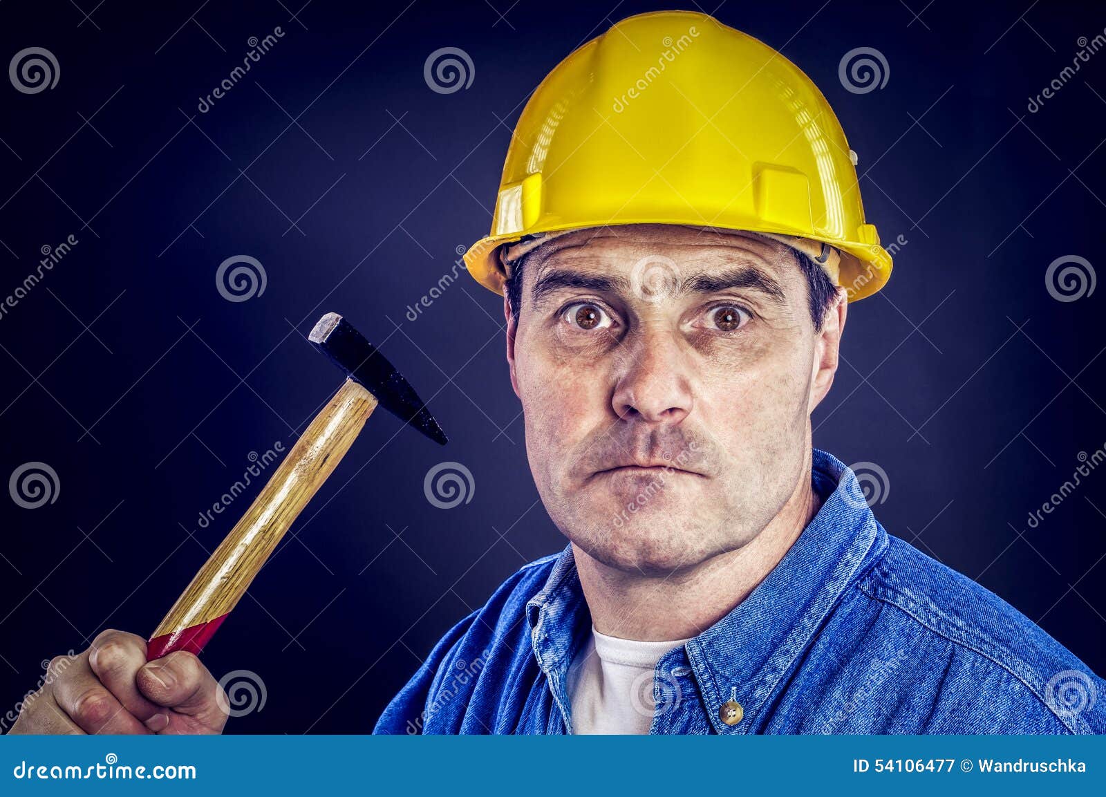 Construction Worker with Hammer Stock Image - Image of safety, appeal ...