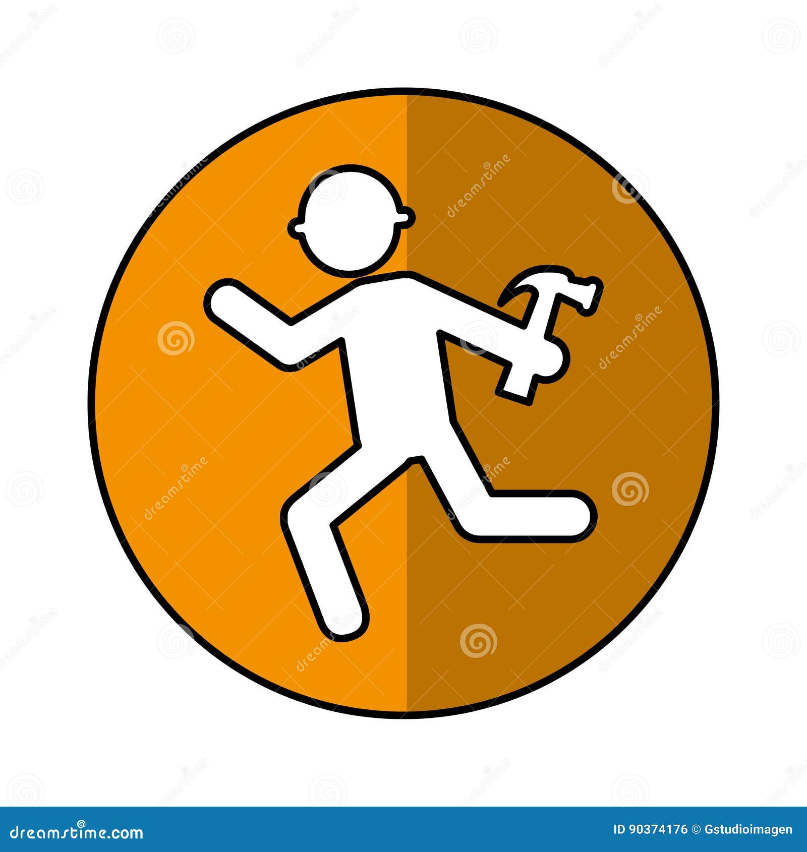 Construction Worker with Hammer Avatar Stock Vector - Illustration of ...