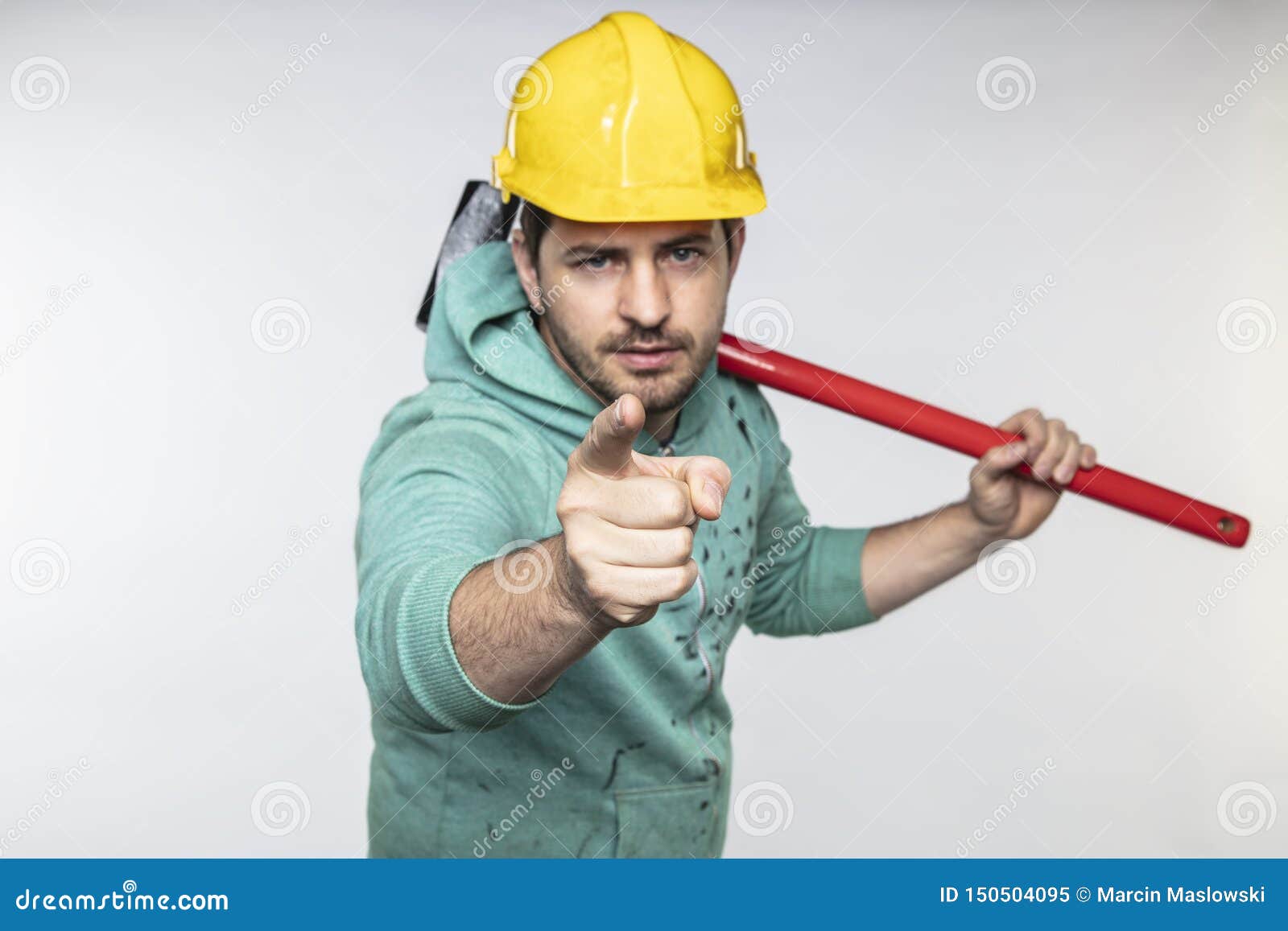 Construction Worker with a Hammer in Hand, Concept of Construction and ...