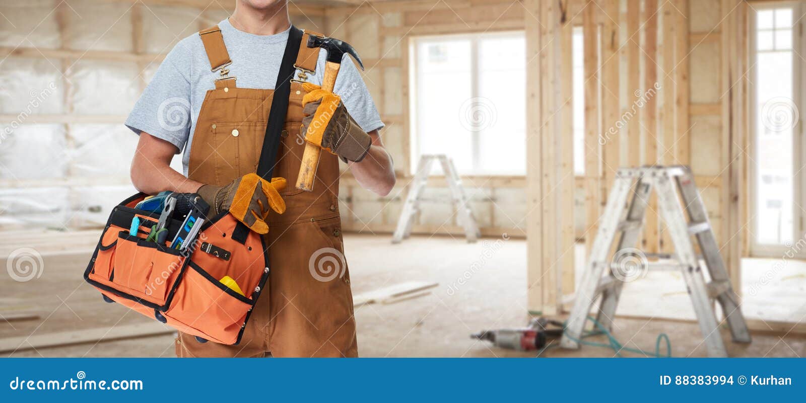 Construction Worker with Hammer. Stock Photo - Image of friendly ...