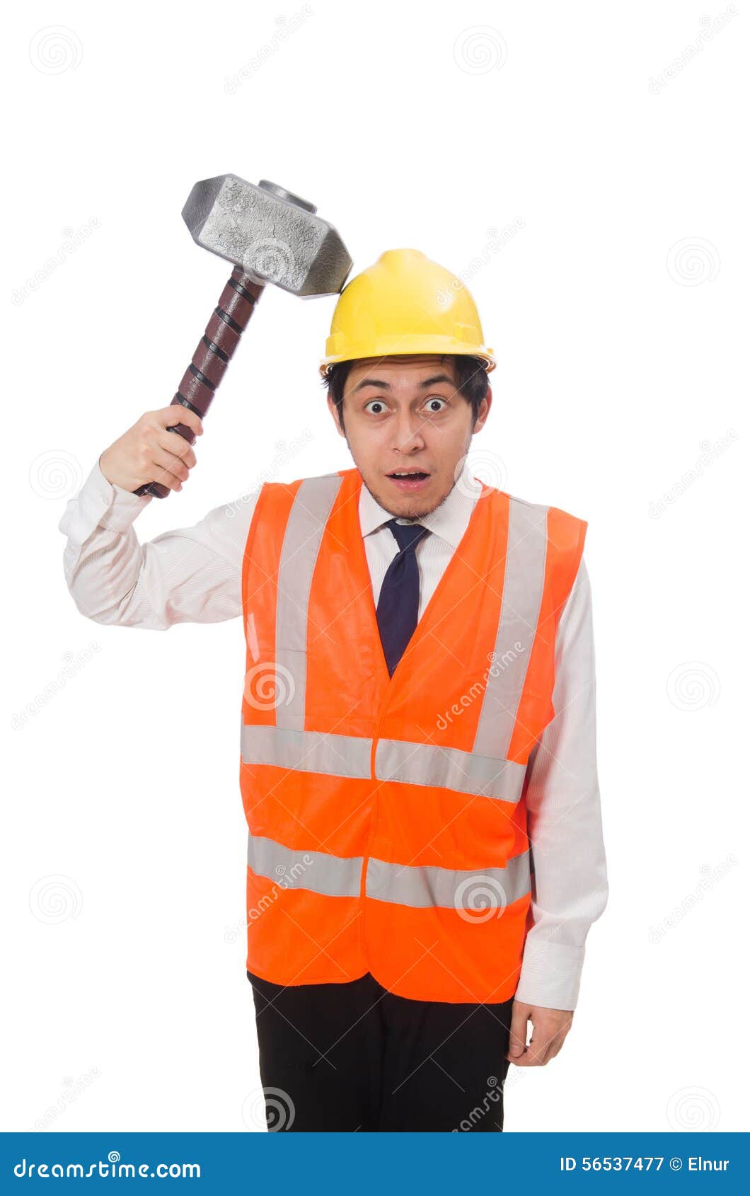 Construction Worker with Hammer Isolated on the Stock Image - Image of ...