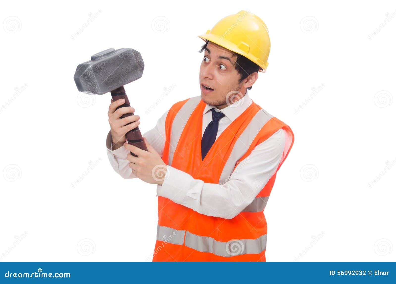 Construction Worker with Hammer Isolated on the Stock Photo - Image of ...