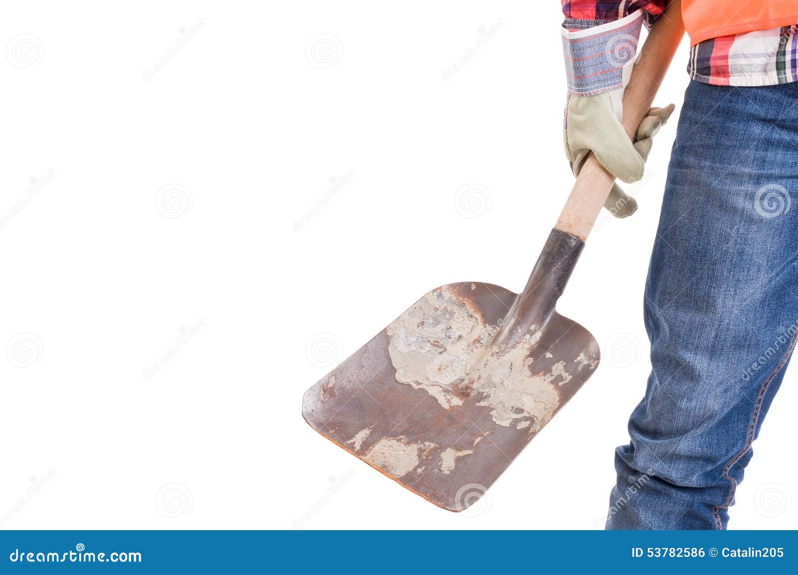 Construction Worker Hand Holding a Shovel Stock Photo - Image of ...