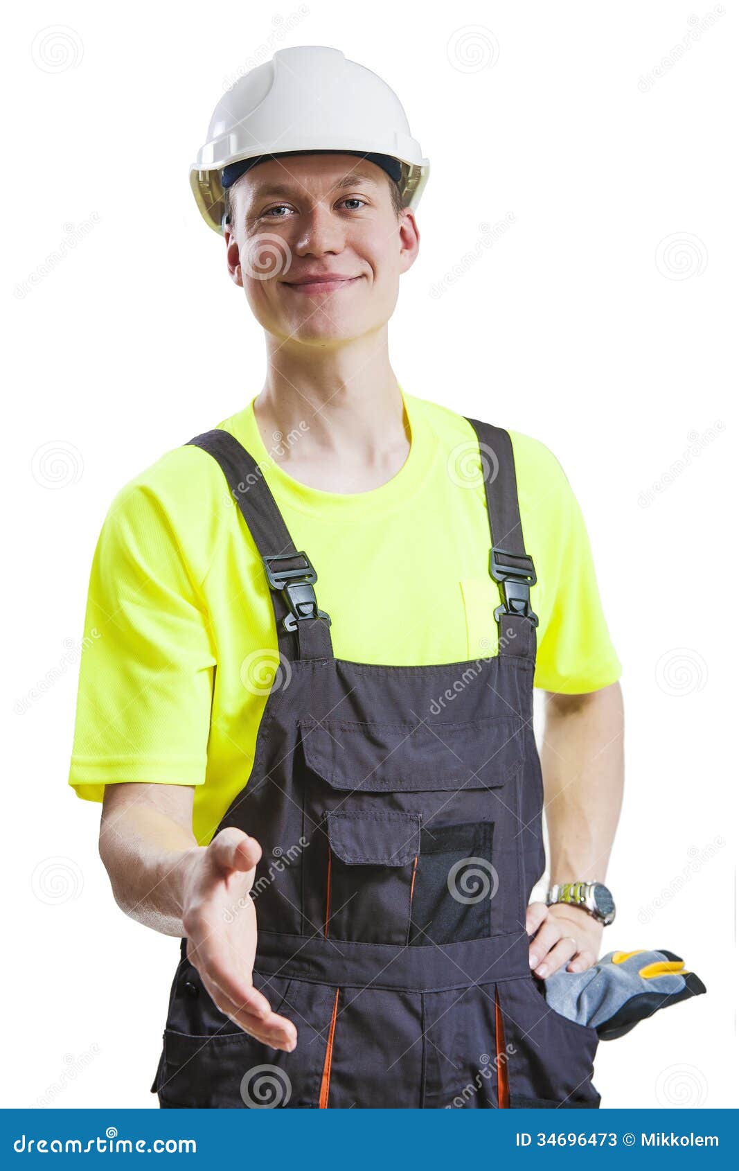Construction Worker Hand Shake Stock Image - Image of gloves, domestic ...