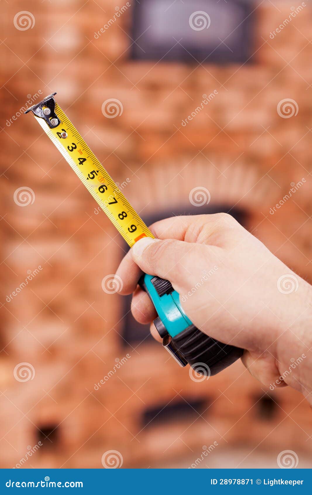 Construction Worker Hand with Tape-measure Stock Image - Image of ...