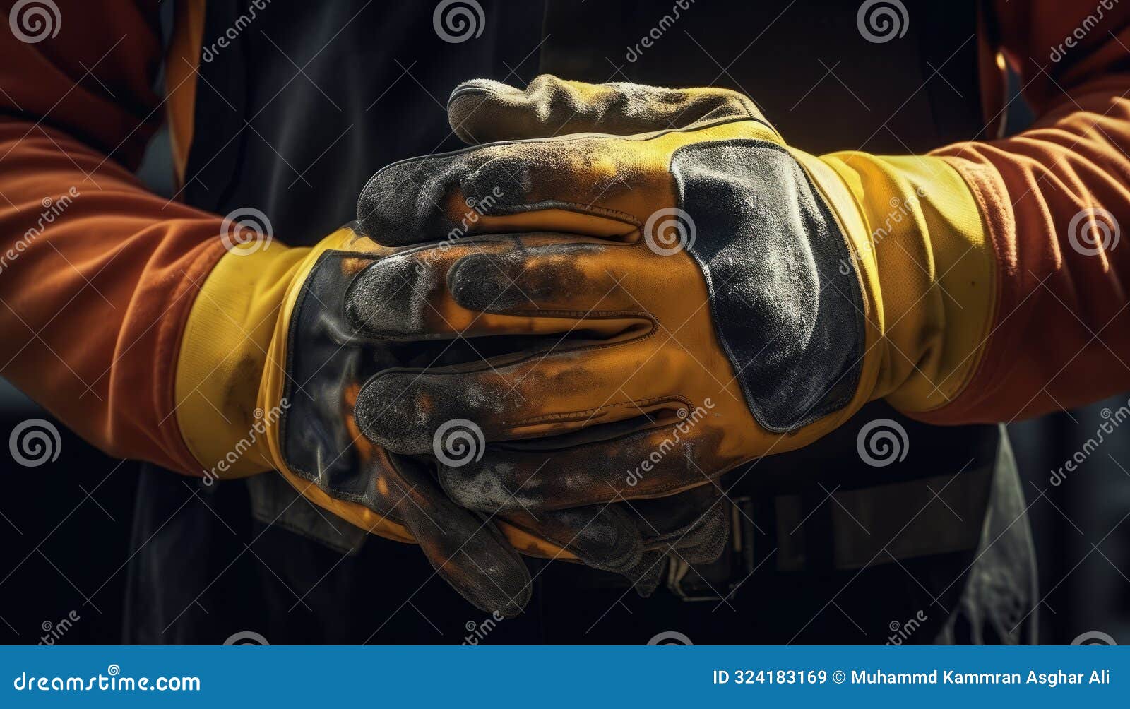 Construction Worker Hands with Gloves Stock Illustration - Illustration ...