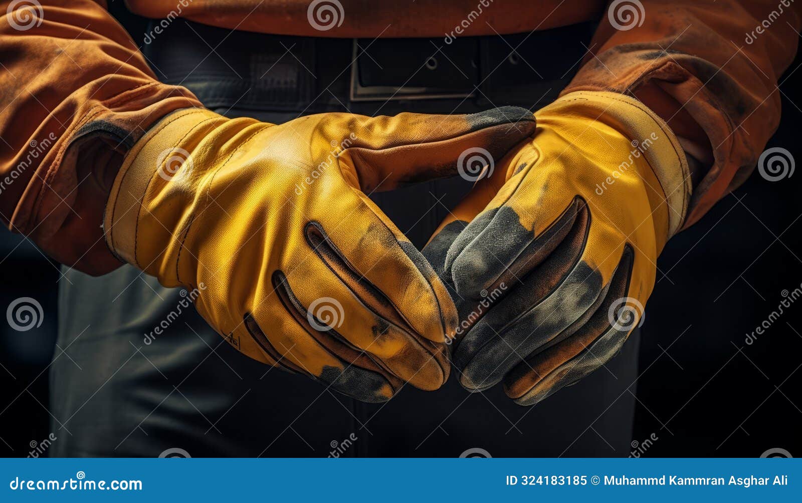 Construction Worker Hands with Gloves Stock Illustration - Illustration ...