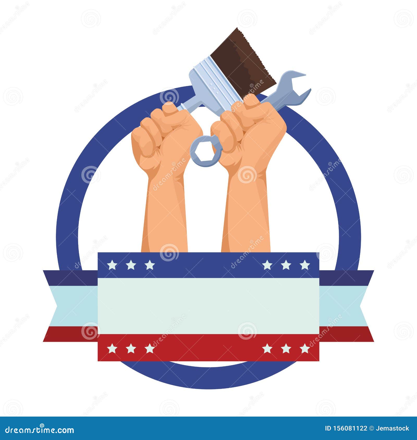 Construction Worker Hands with Tools Stock Vector - Illustration of ...