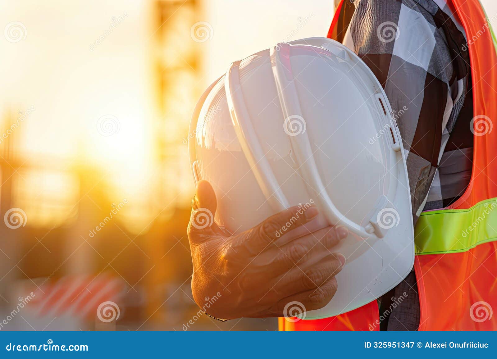 Construction Worker with Hard Hat at Construction Site Stock ...
