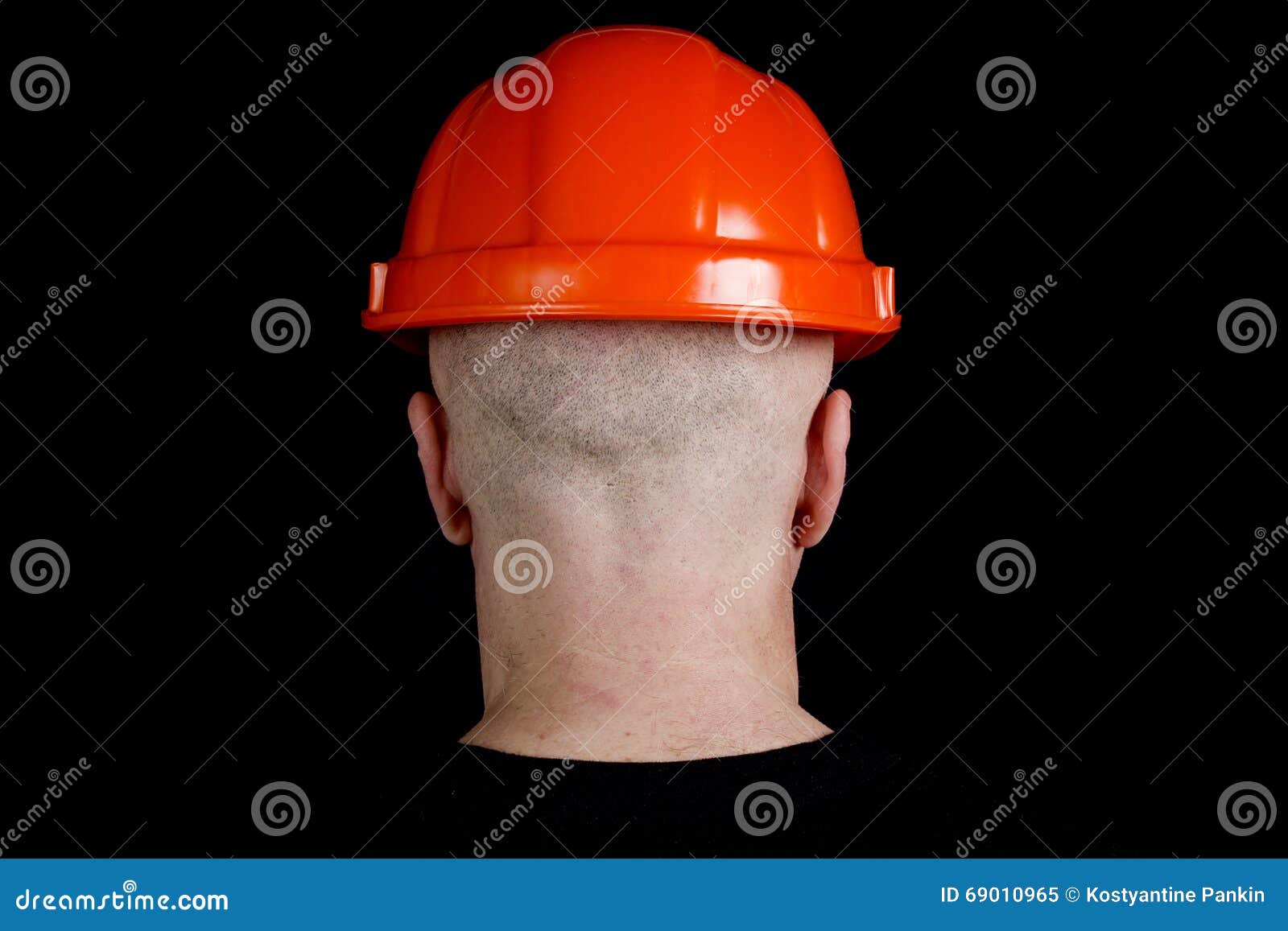 Construction Worker in Hard Hat on Gray Background Stock Image - Image ...