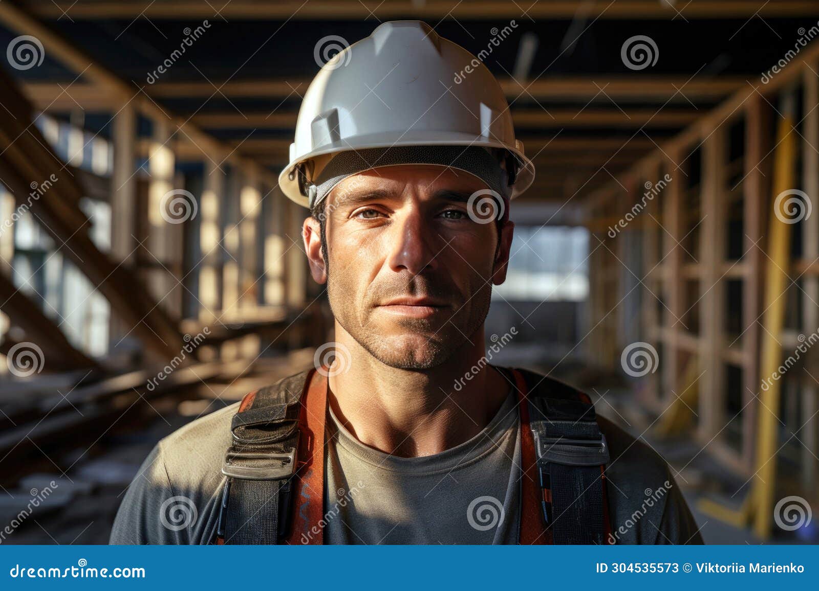 Construction Worker in Hard Hat at Workplace Stock Illustration ...