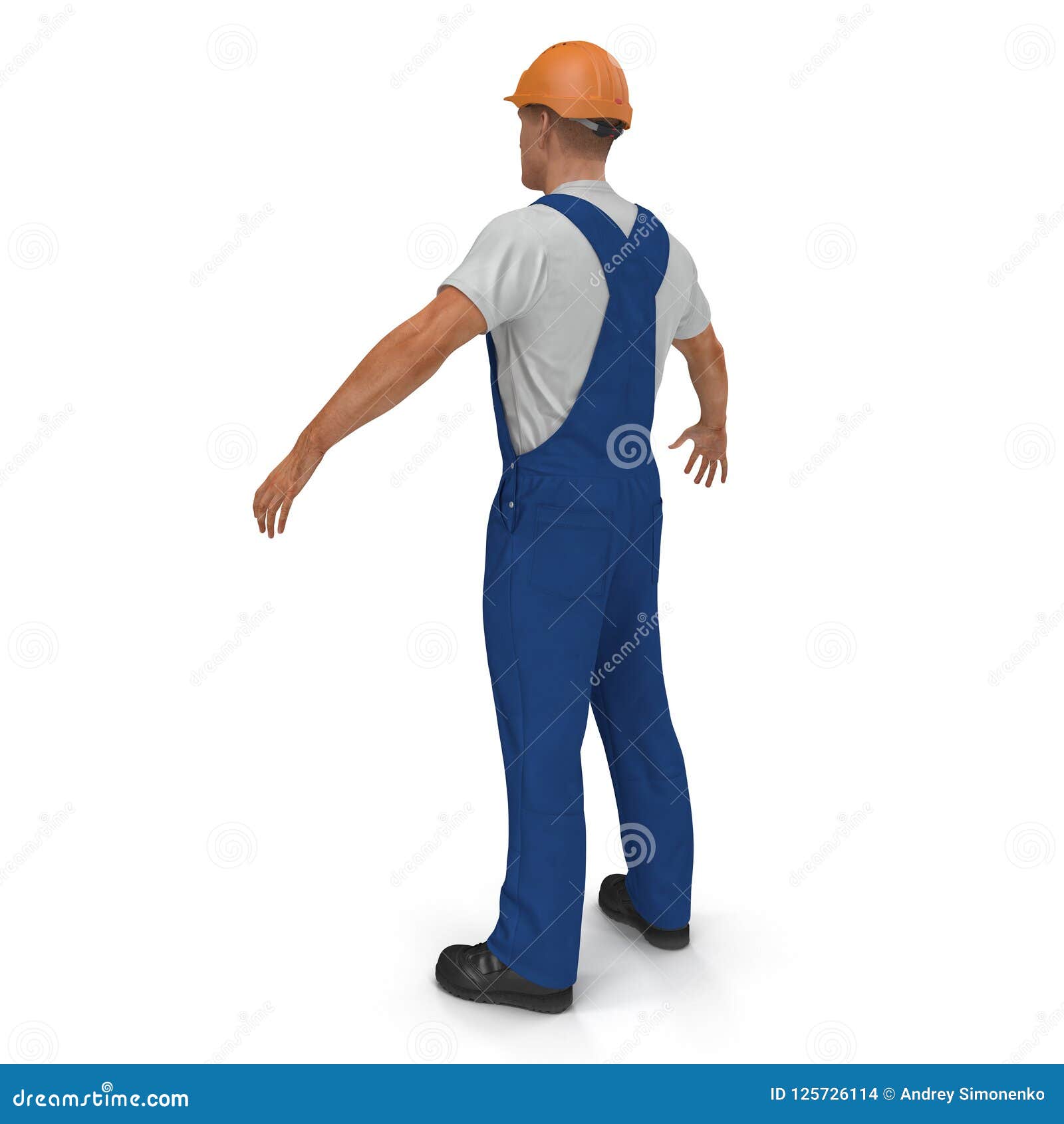 Construction Worker with Hardhat Standing Pose on White Stock Photo ...