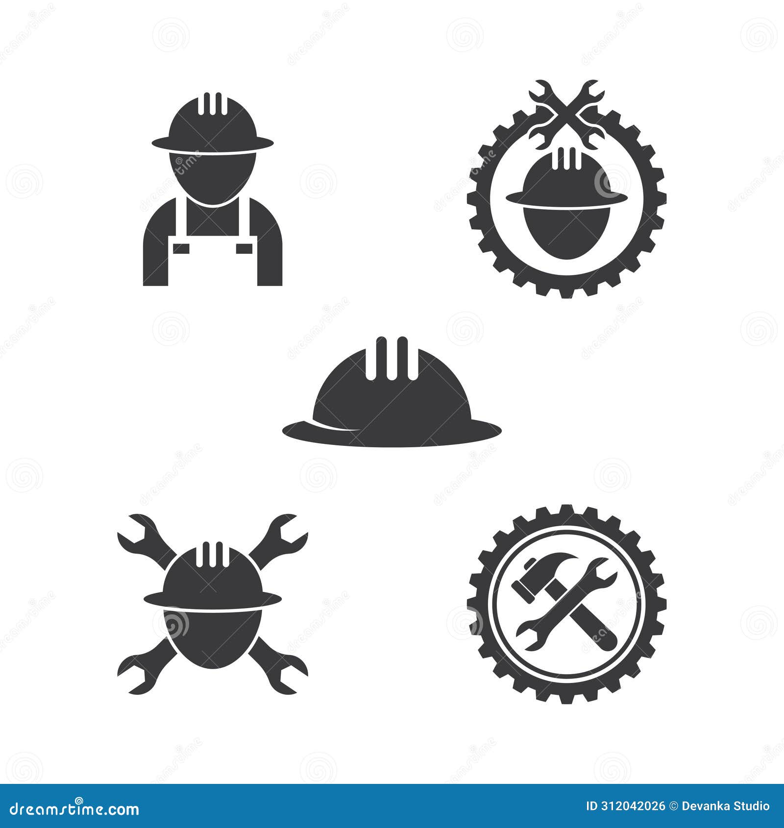 Construction worker hat stock vector. Illustration of spanner - 312042026
