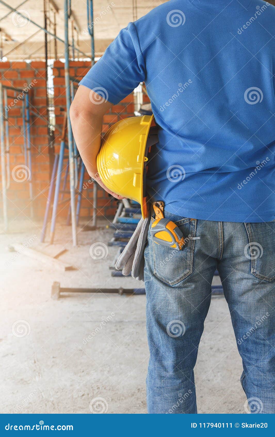 Construction Worker with Helmet in Construction Site Stock Image ...