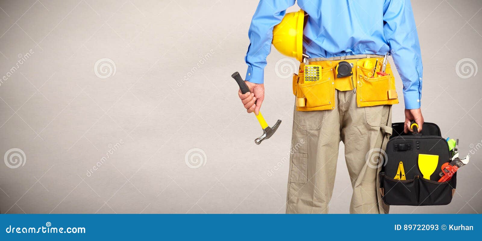 Construction Worker with Helmet and Hammer. Stock Image - Image of hand ...