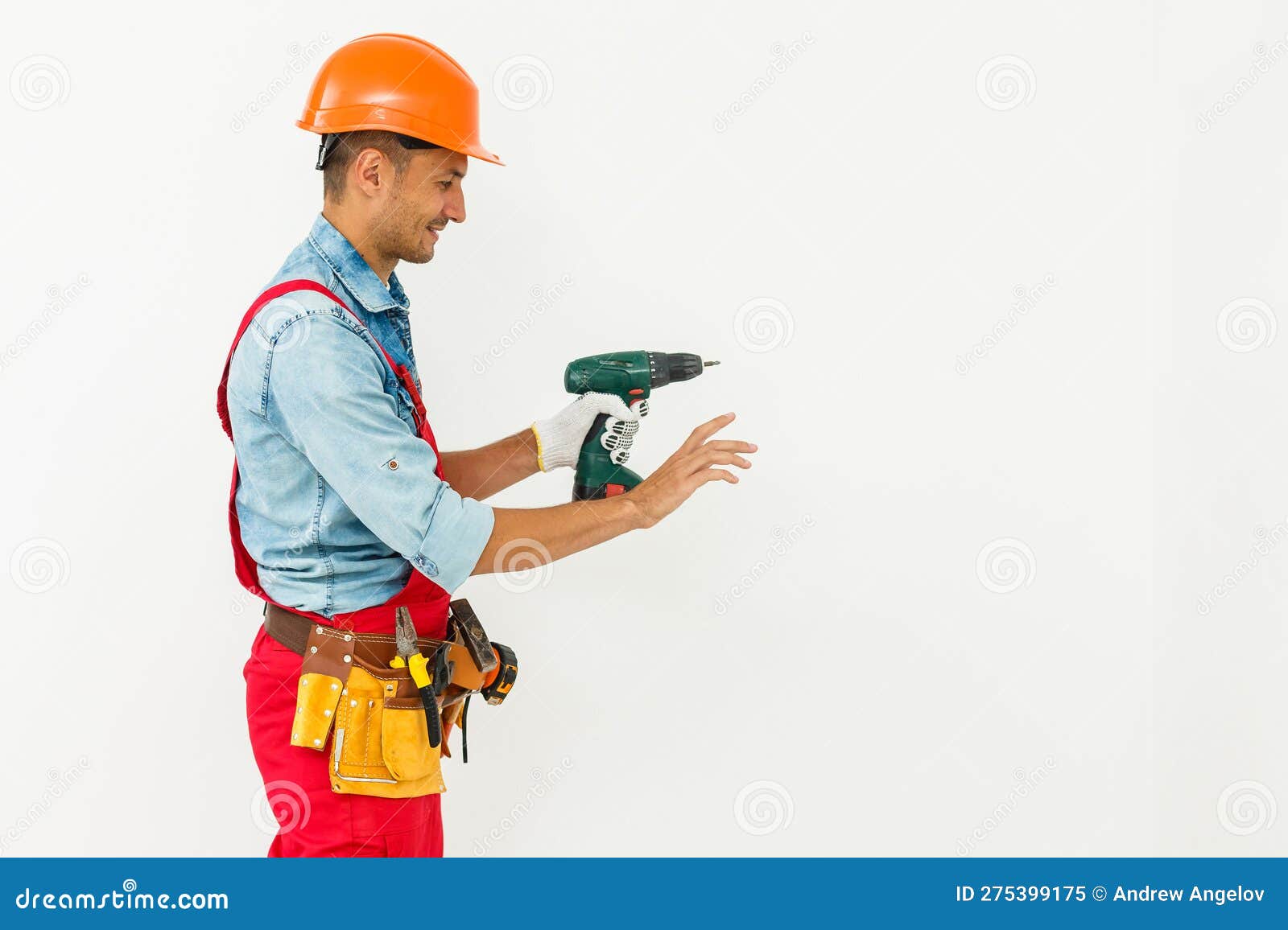 Construction Worker with Helmet and Screwdriver Stock Image - Image of ...