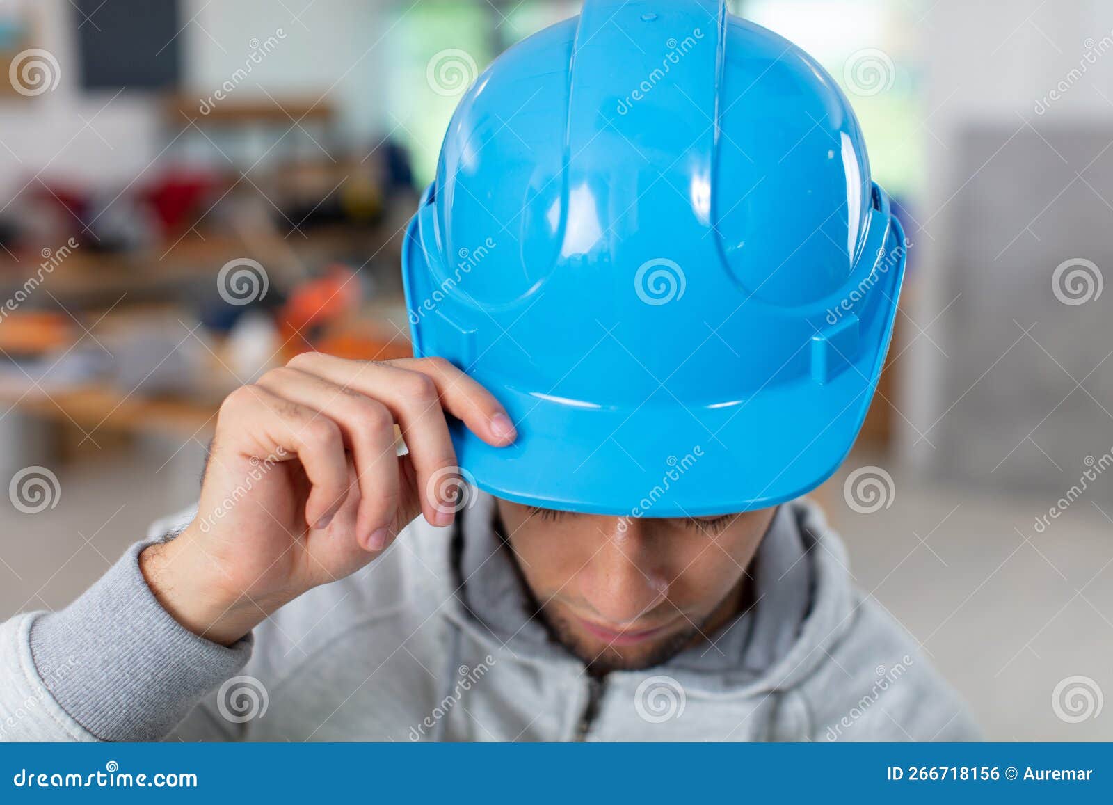 Construction Worker with Helmet at Site Stock Photo - Image of goggles ...