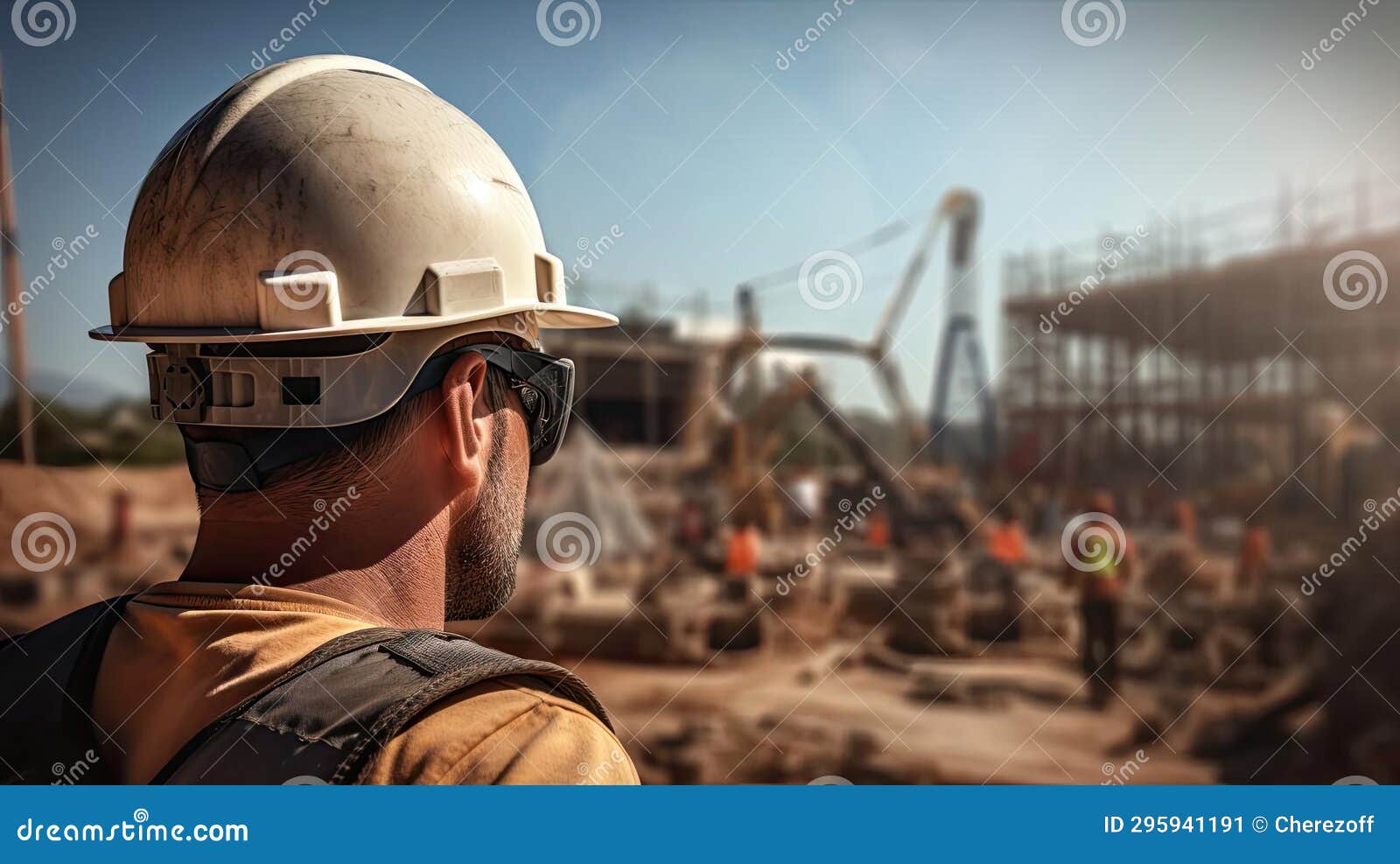Construction Worker in Helmet at Construction Site Stock Image - Image ...