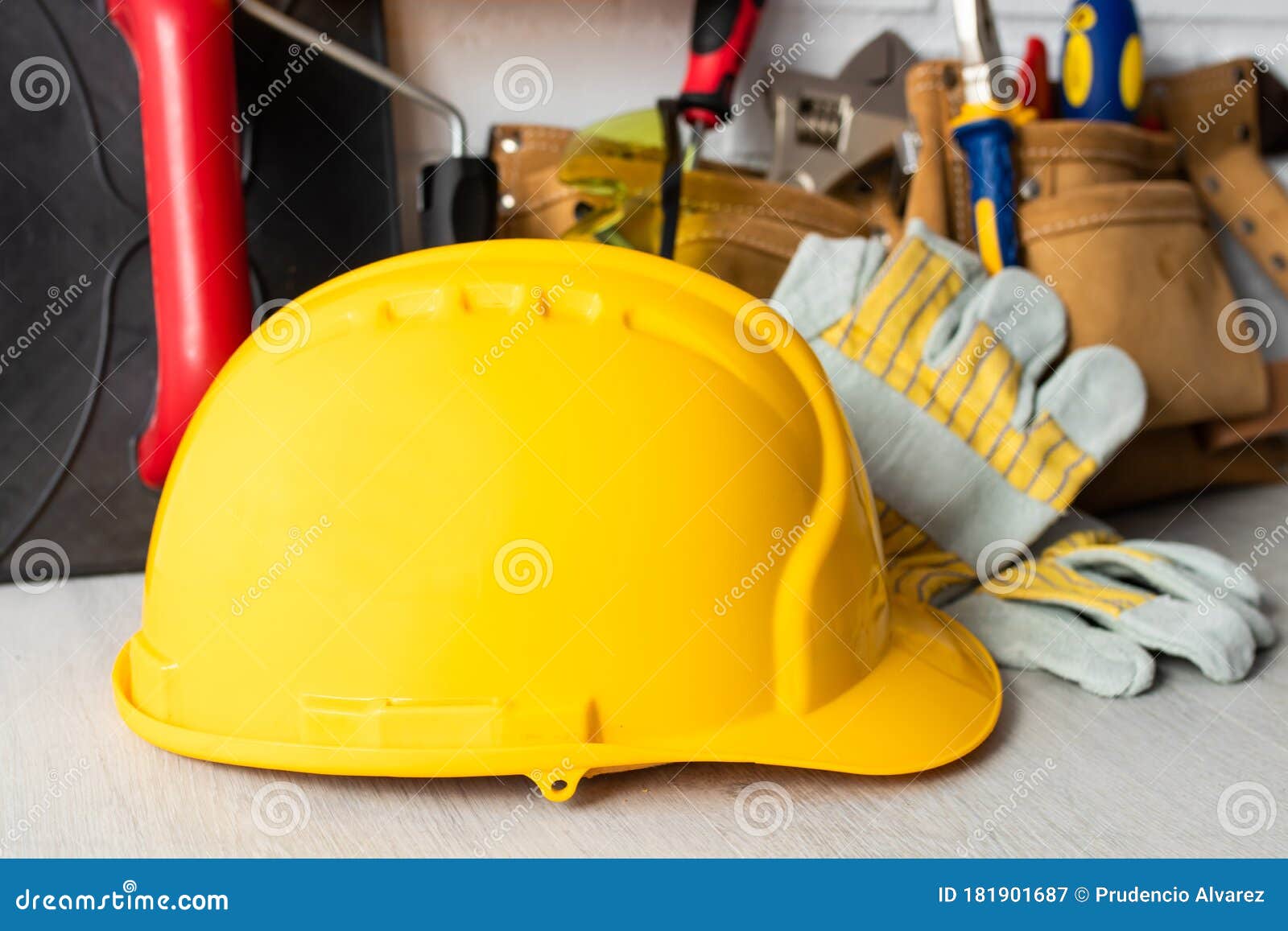 Construction worker helmet stock image. Image of floor - 181901687