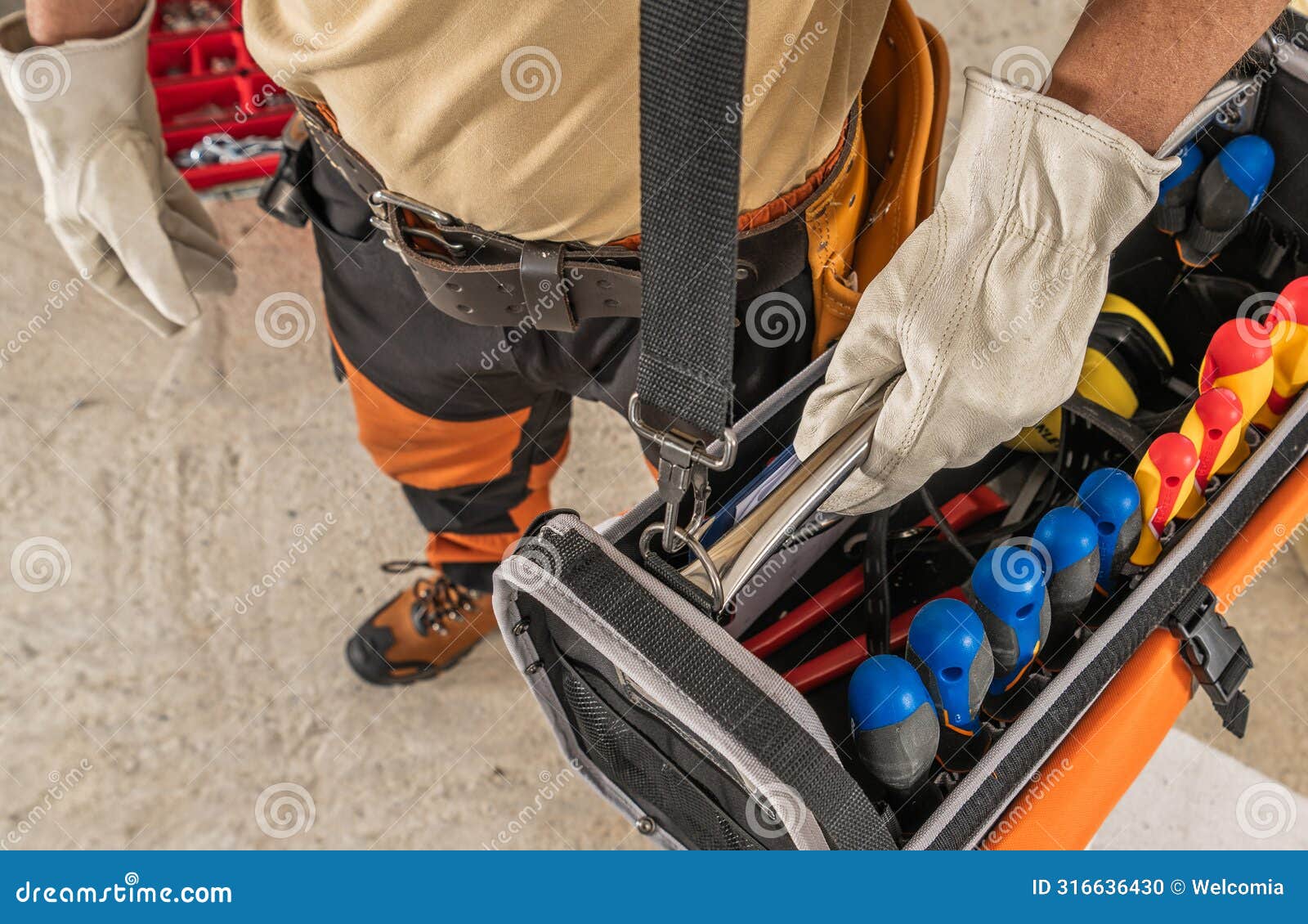 Construction Worker and His Tool Box Stock Photo - Image of worker ...