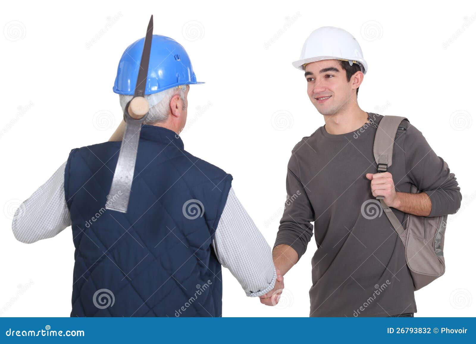 Construction Worker with His Trainee. Stock Photo - Image of builder ...