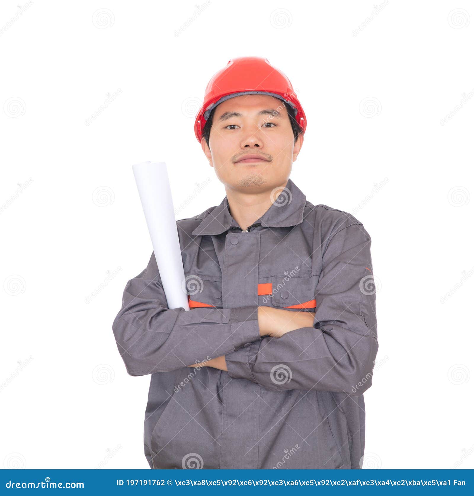 Construction Worker Holding Drawings in Hand and Standing in Front of ...