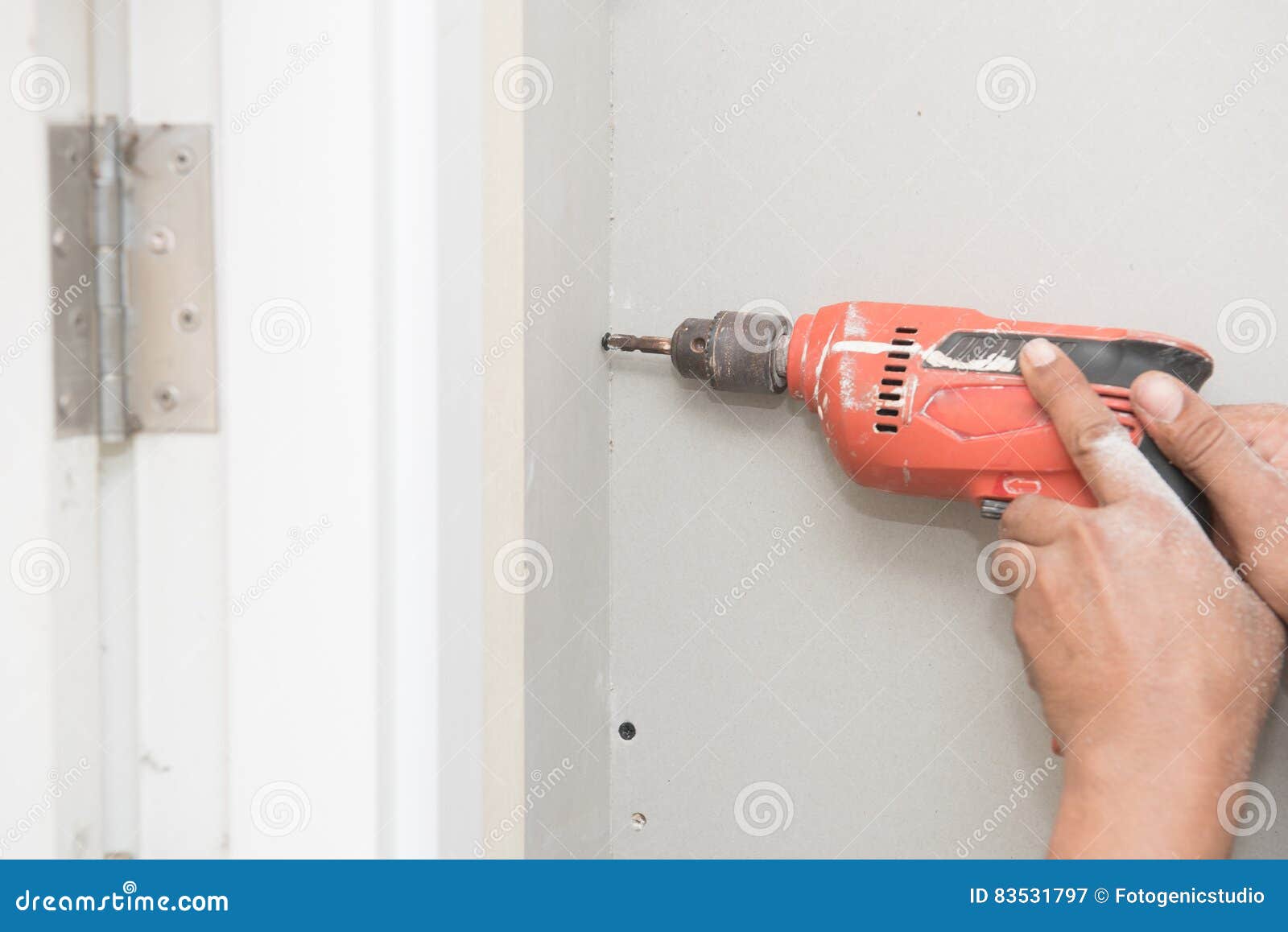Construction Worker Holding the Hand Drill Stock Image - Image of ...